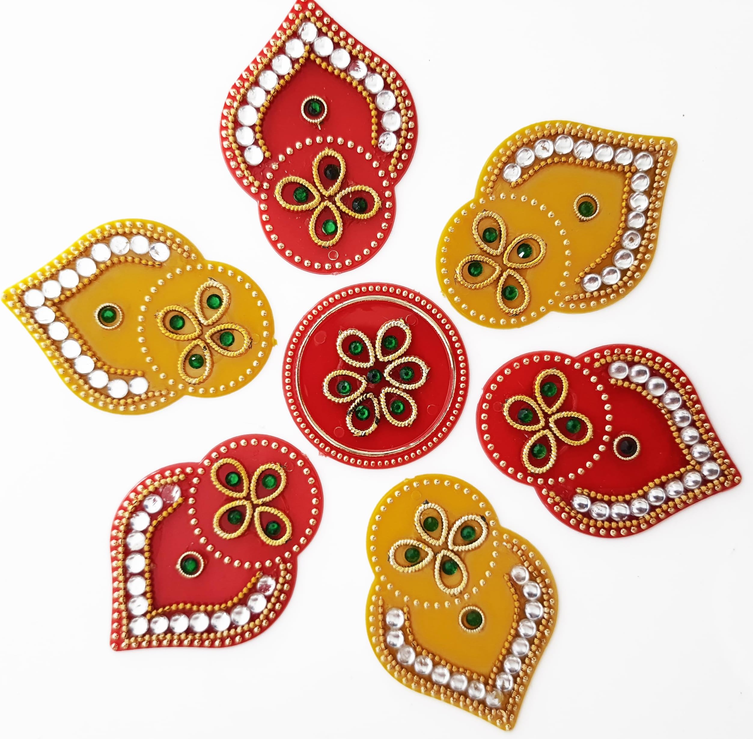 Amazon.com: Red and Yellow Acrylic Rangoli Stickers for Pooja Room ...