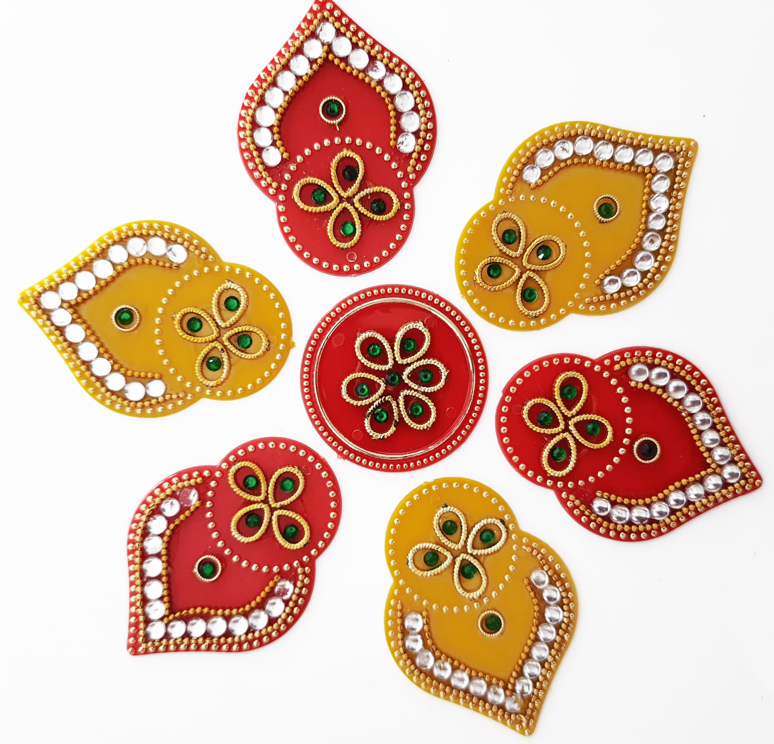Amazon.com: Red and Yellow Acrylic Rangoli Stickers for Pooja Room ...