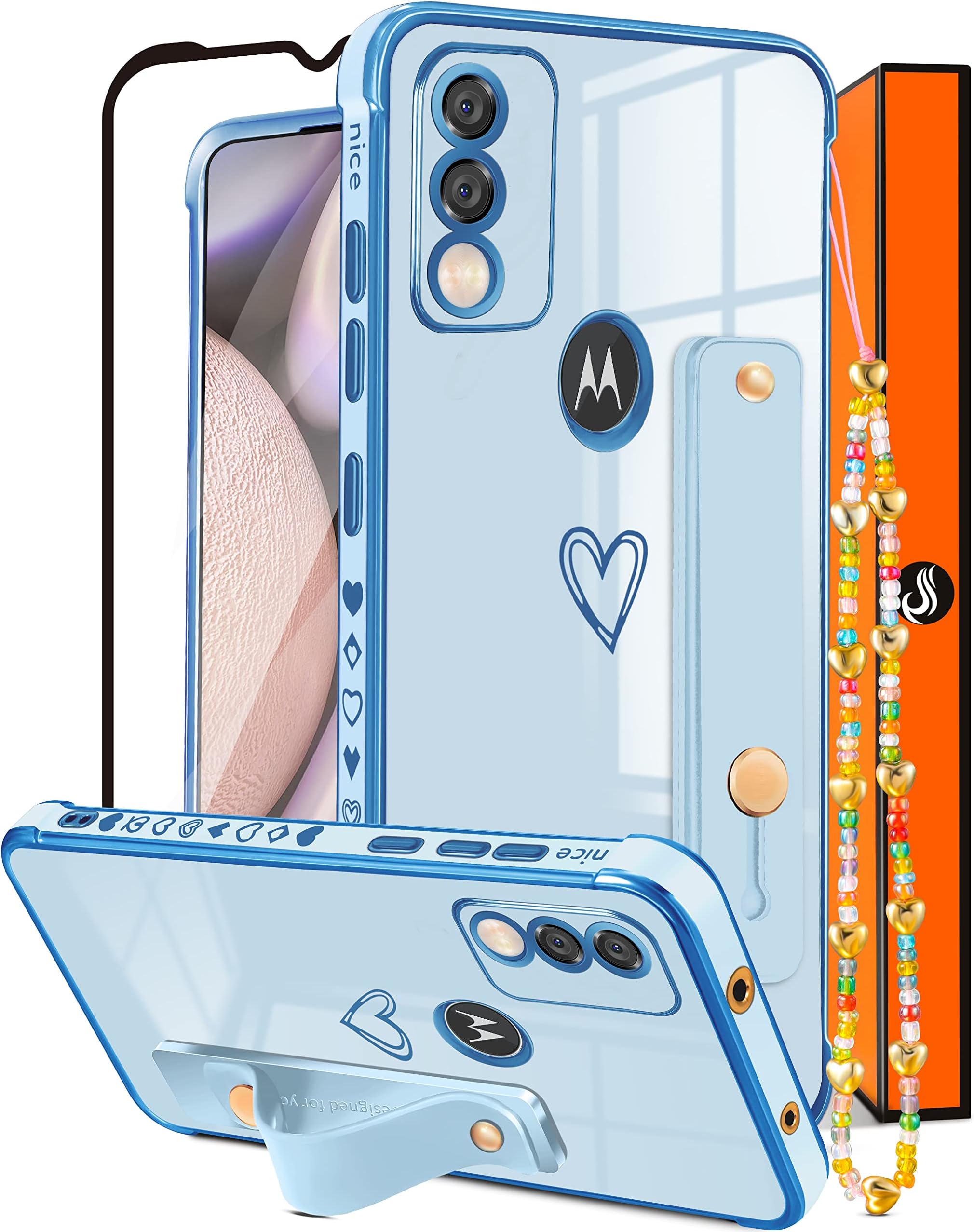 Amazon.com: Likiyami (3in1 for Motorola Moto G Pure 2021 Case Heart ...