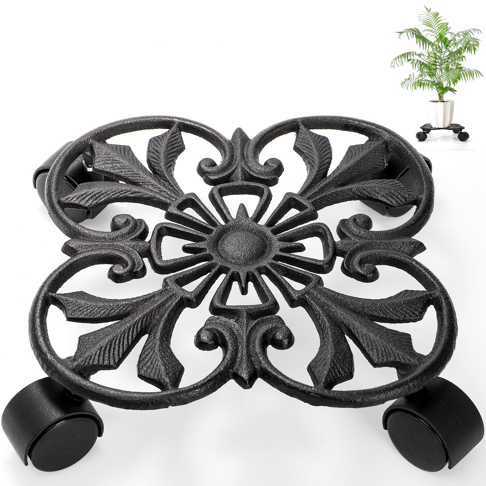 Amazon.com: Goaste Cast Iron Plant Trolley, 11 inch Heavy Duty Plant ...