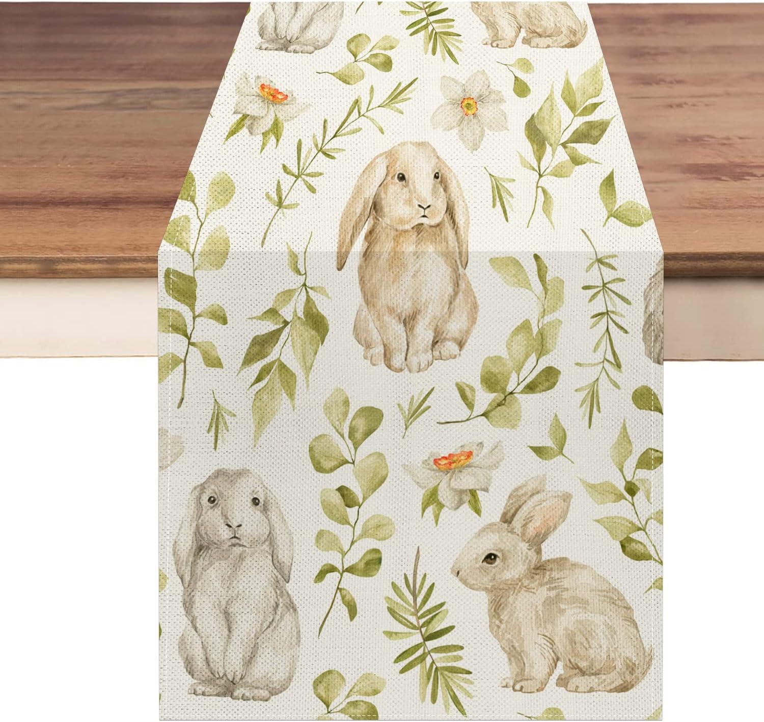 Amazon.com: BREVITON Happy Easter Bunny Table Runner, Rabbit Eggs ...