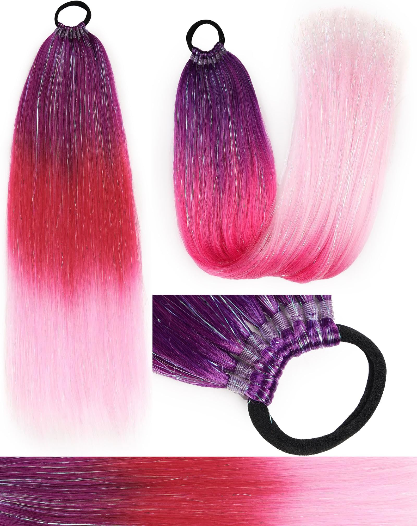 Amazon.com : Ponytail Extension With Hair Tie 26 inch Colored Hair ...