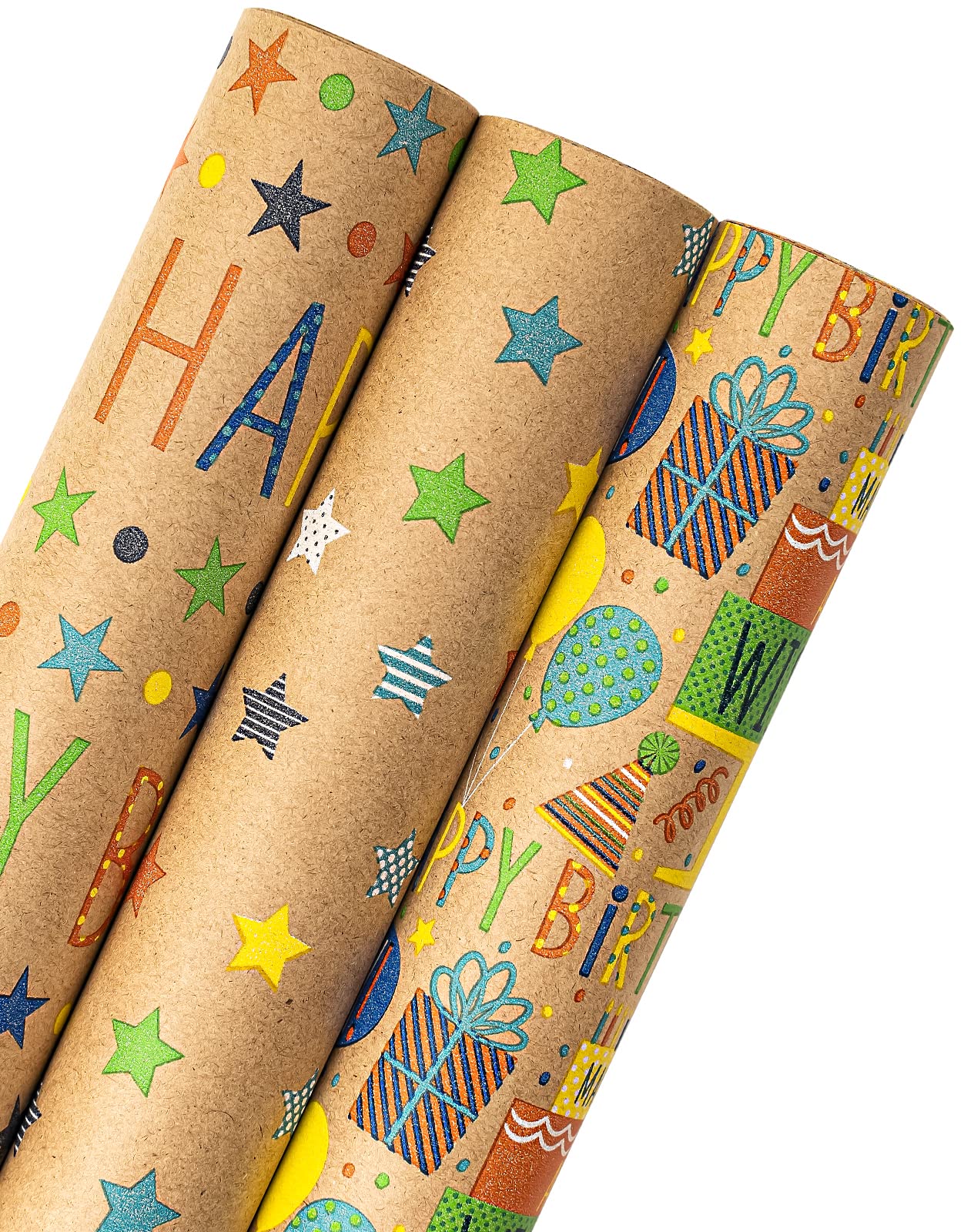 Snapklik.com : MAYPLUSS Kraft Birthday Wrapping Paper Roll - Mini Roll ...