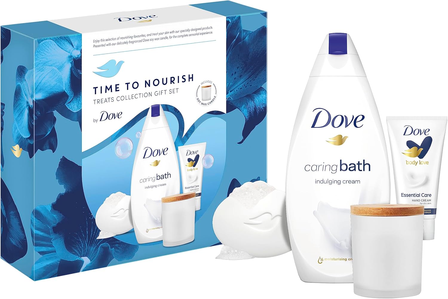 Dove Time to Nourish Treats Collection Bath soak, Hand Cream and Beauty ...