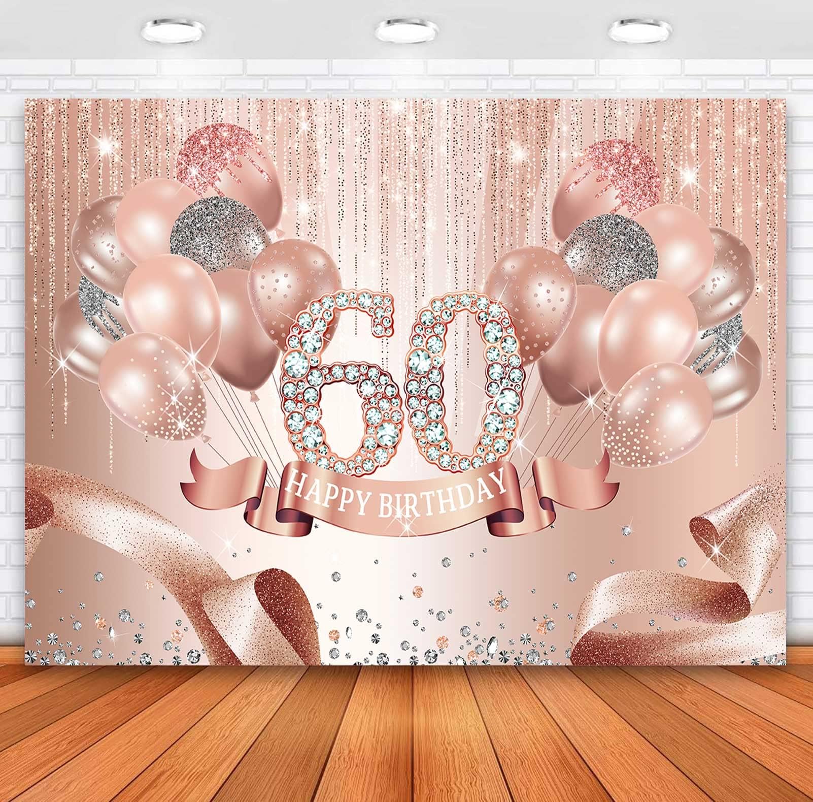 Amazon.com : Sensfun Happy 60th Birthday Backdrop for Women Glitter ...