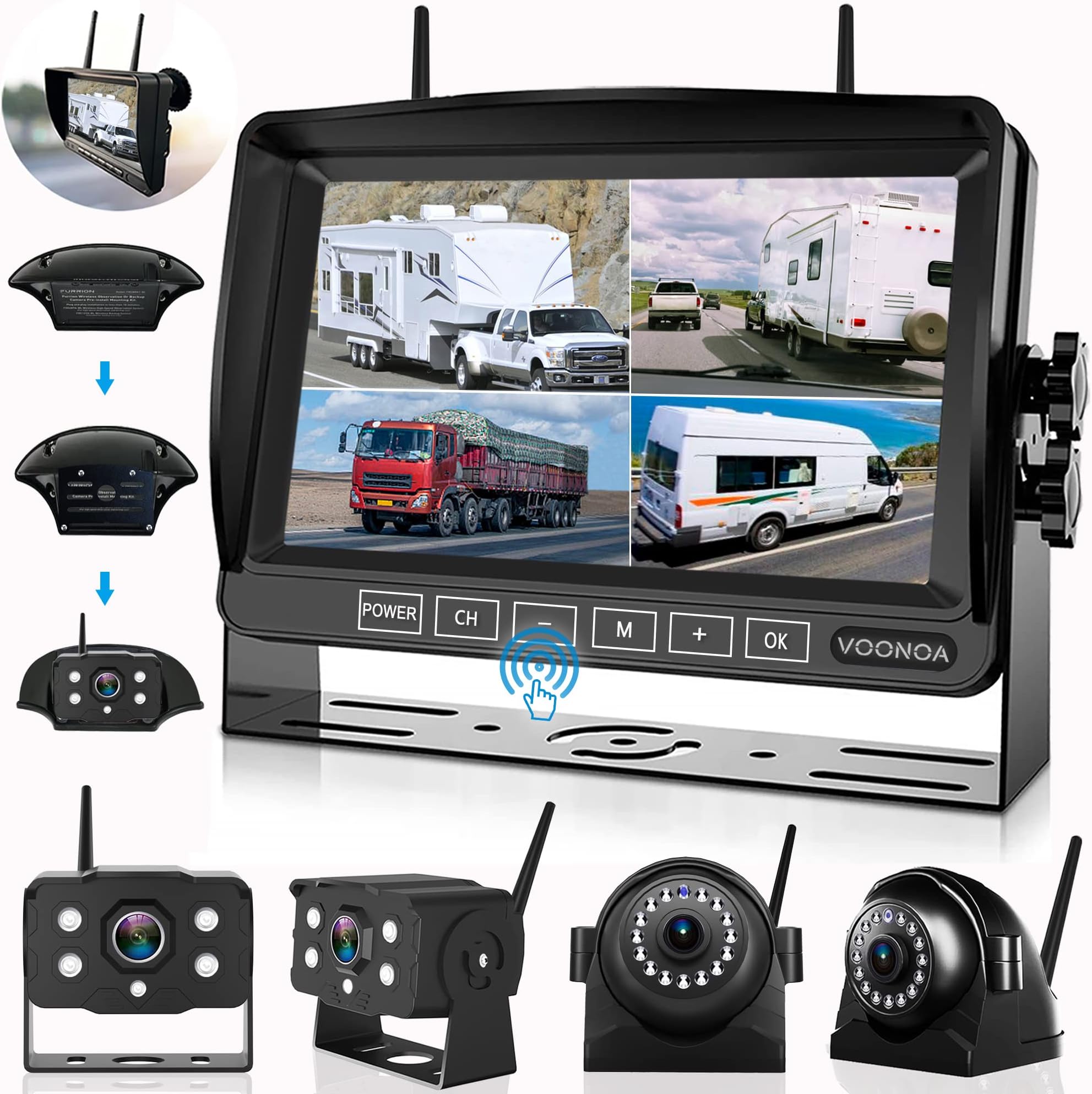 Amazon.com: 4K RV Backup Camera System 10.36" Quad Split Touch Screen ...