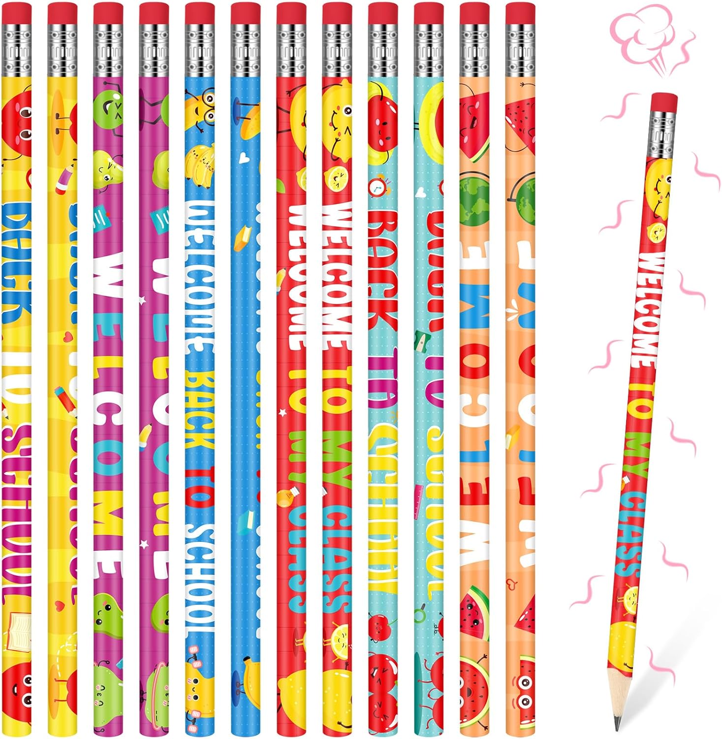 Amazon.com : Seajan 30 Pcs Welcome Back to School Pencils First Day ...