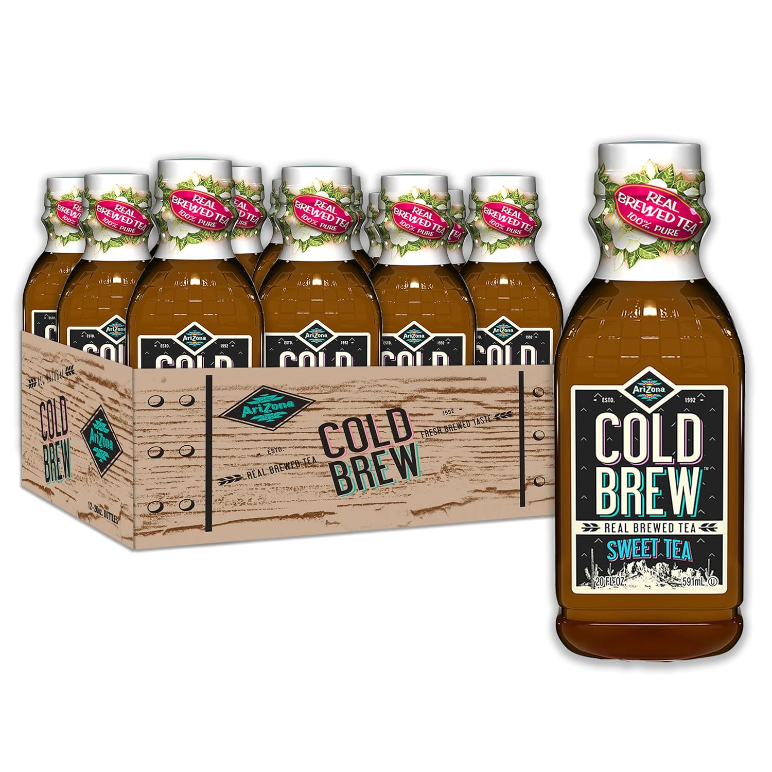 Amazon.com : AriZona Cold Brew Premium Sweet Tea with Cane Sugar, 20 Fl ...