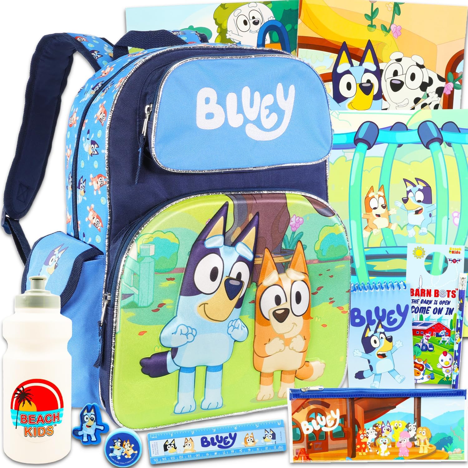 Amazon.com | Bluey Backpack for Kids Set - Bundle with 16" Bluey ...