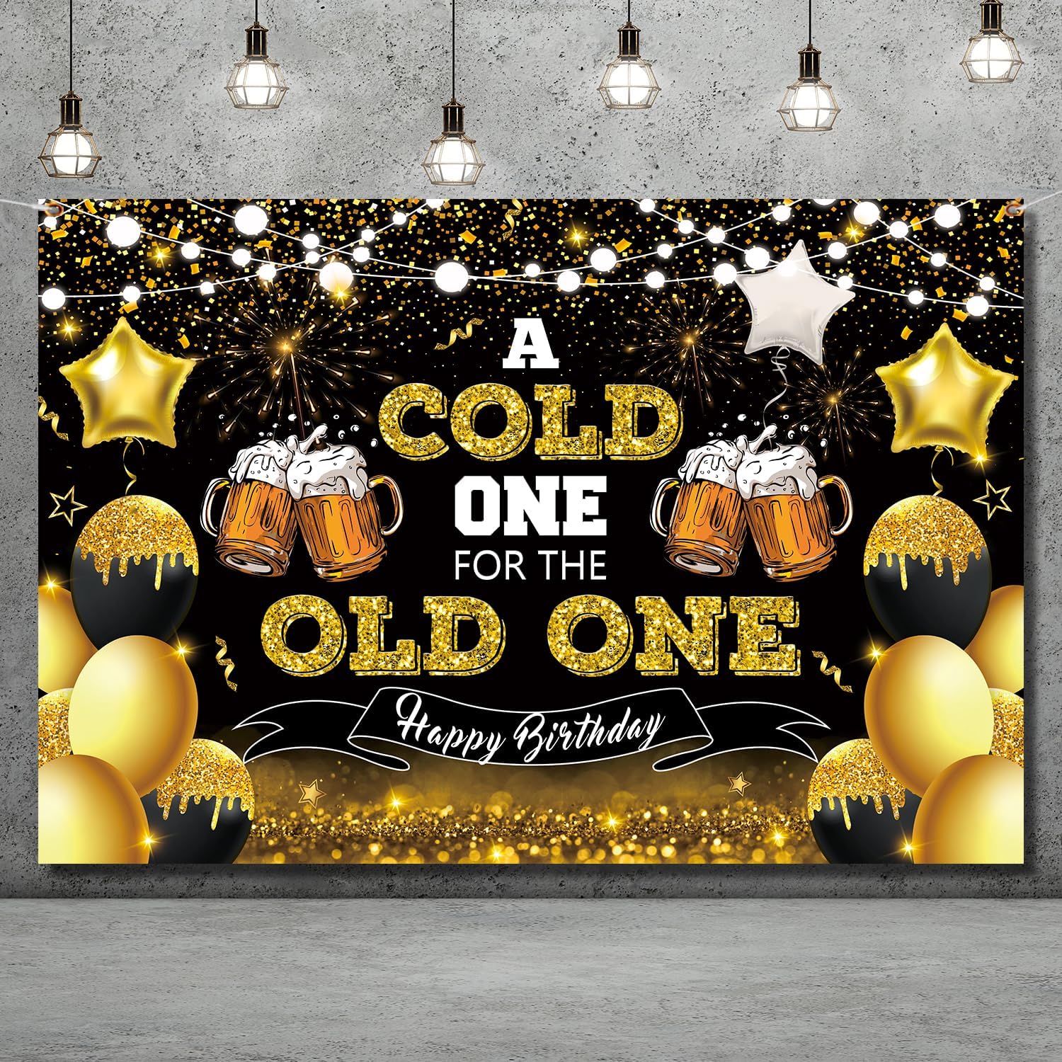 Amazon.com : Beer Party Decorations,Black and Gold Happy Birthday ...