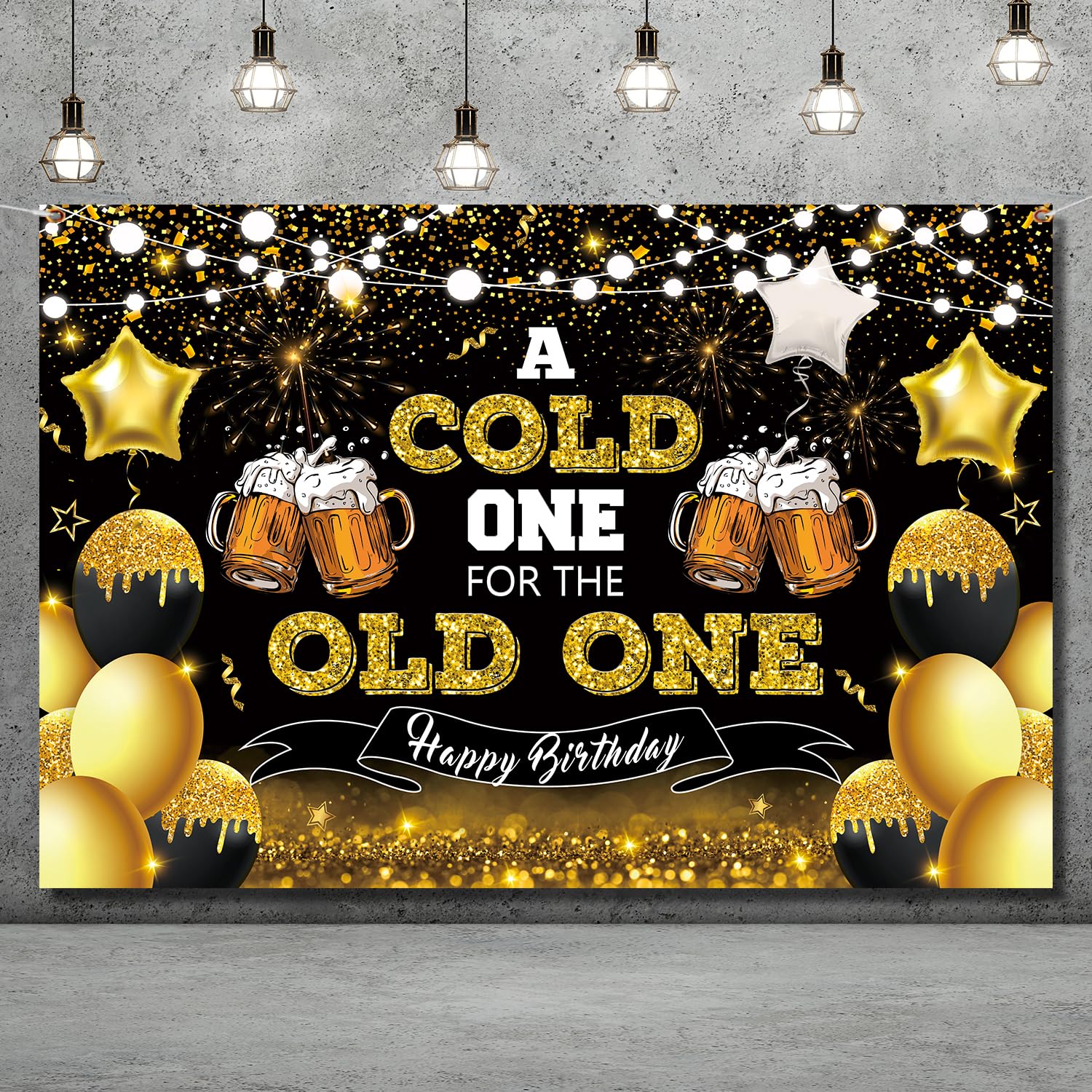Amazon.com : Beer Party Decorations,Black and Gold Happy Birthday ...