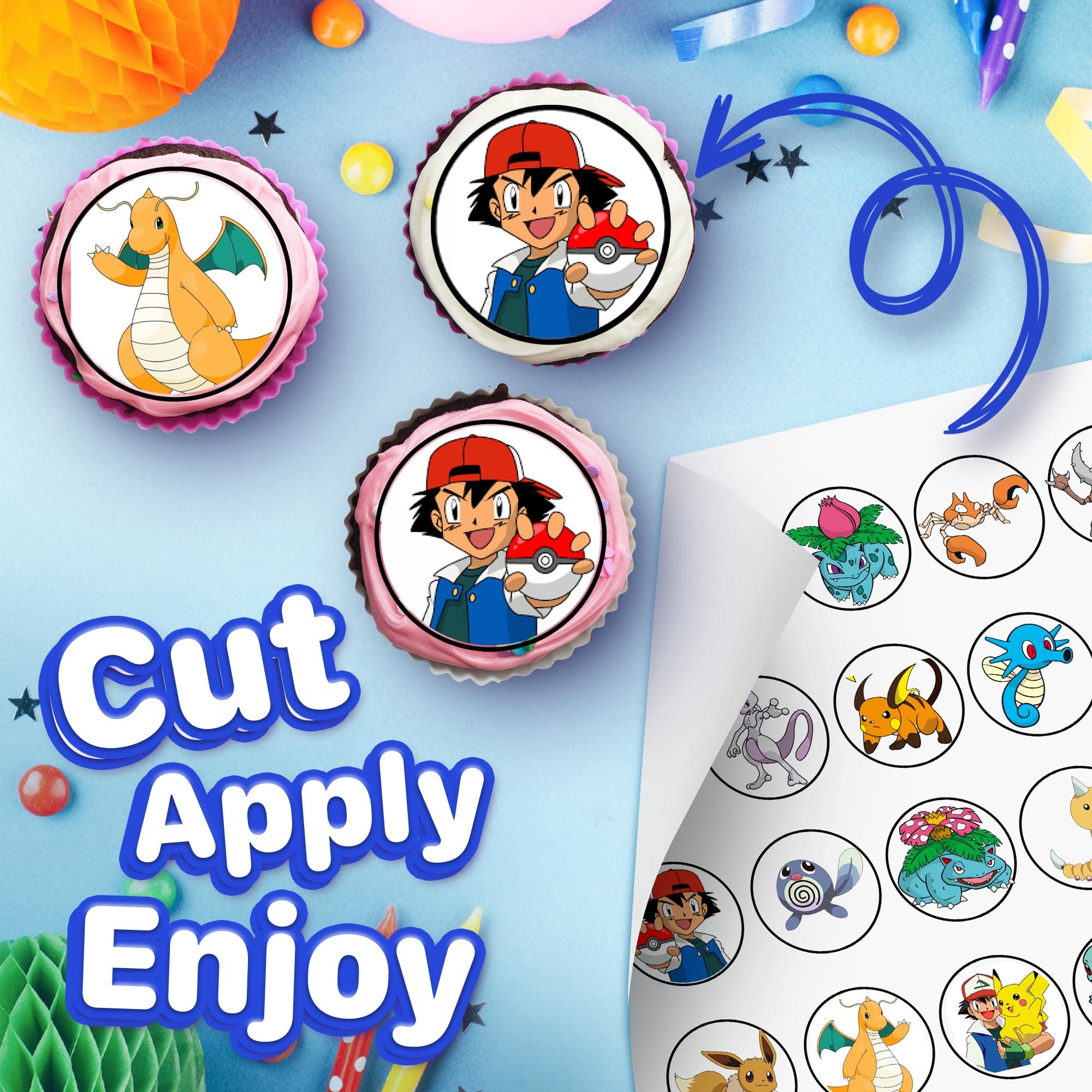 30 x Edible Cupcake Toppers Themed of Cute Cartoons Collection of ...