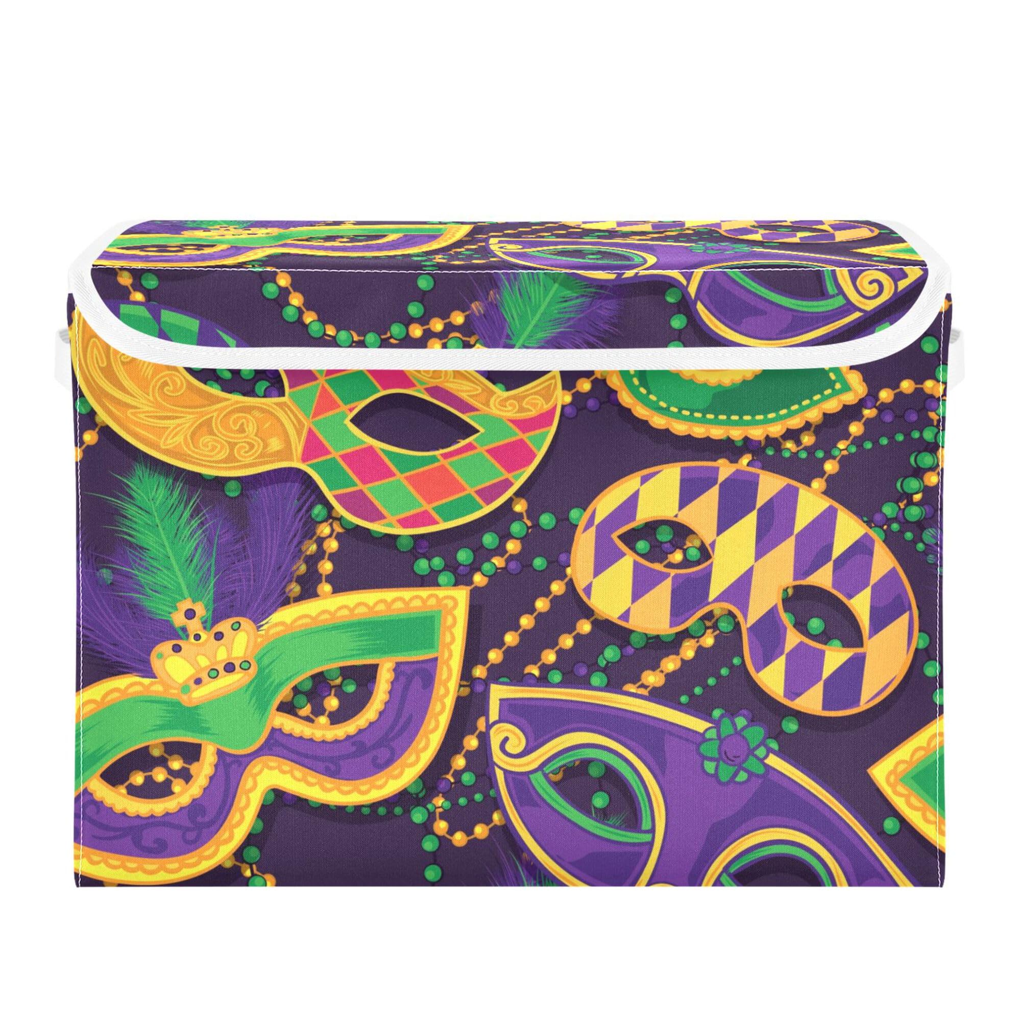 Amazon.com: xigua Mardi Gras Mask Storage Bins with Lids and Carrying ...