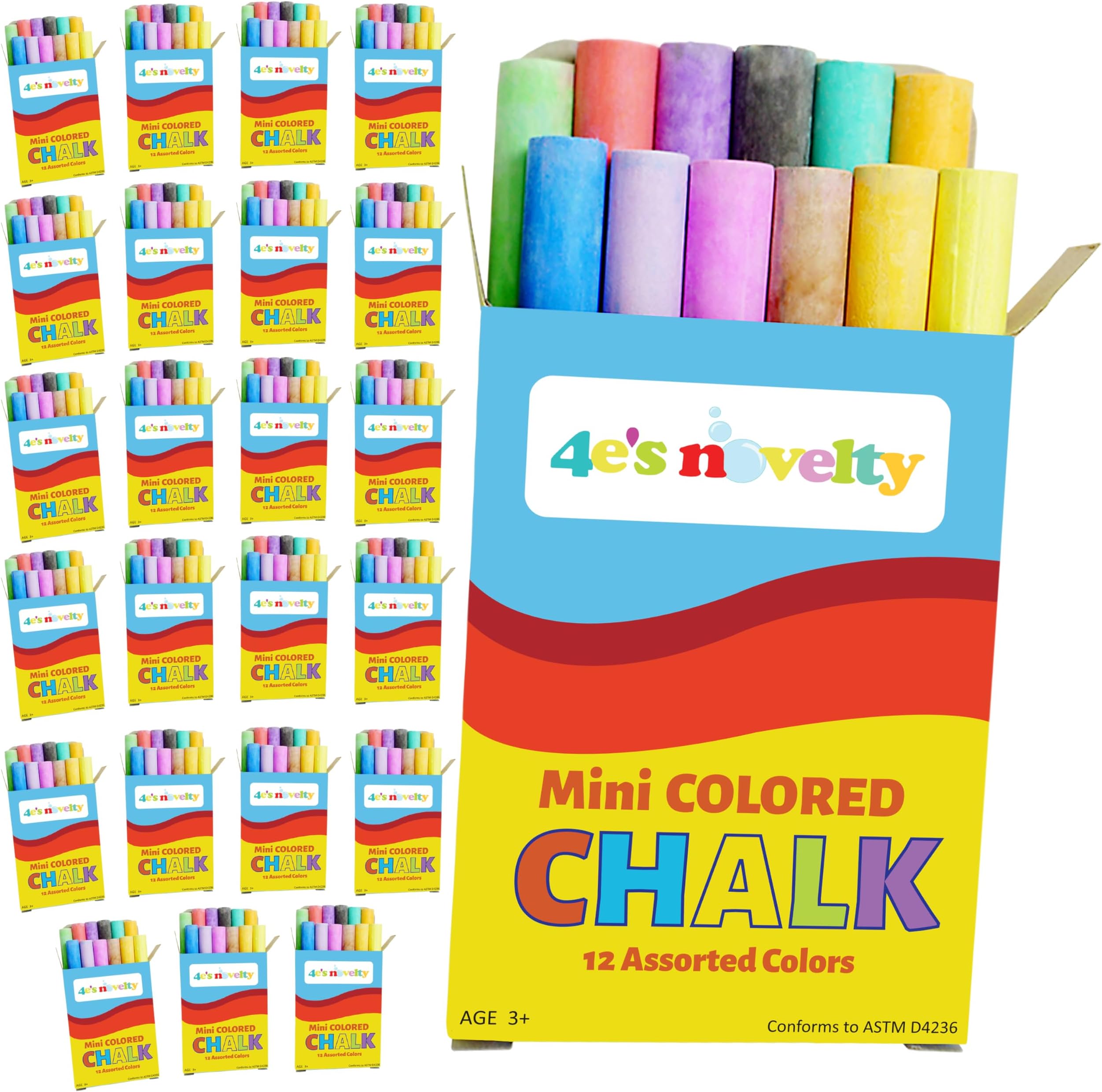 Amazon.com: 4E's Novelty 288 Mini Chalk Sets (24 Boxes) Sidewalk Chalk ...