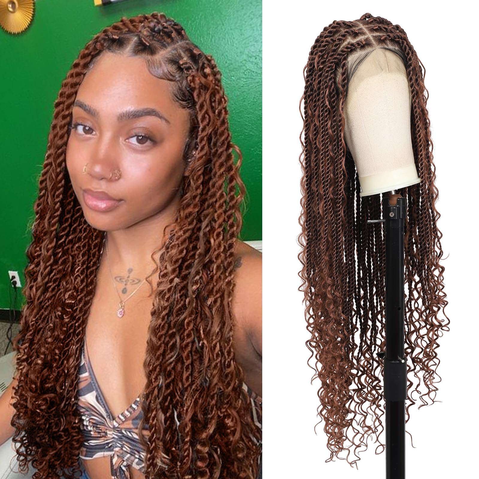 Amazon.com : Kalyss HD Full Lace Boho Braided Wigs for Women 360 Lace ...