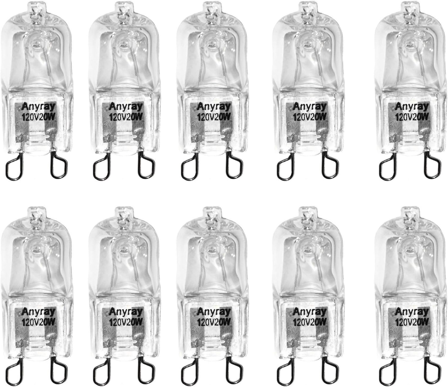 Anyray A1712S (10)-Bulbs 20 Watt G9 Short T4 20W Clear Halogen Light ...