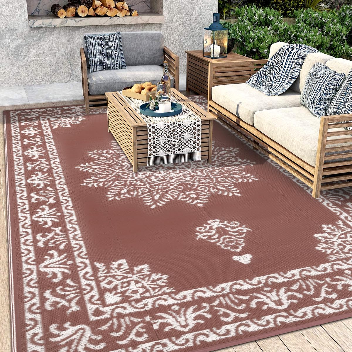 Amazon.com: Yamaziot Outdoor Rug 9x12 Ft Waterproof StrawArea Rug for ...