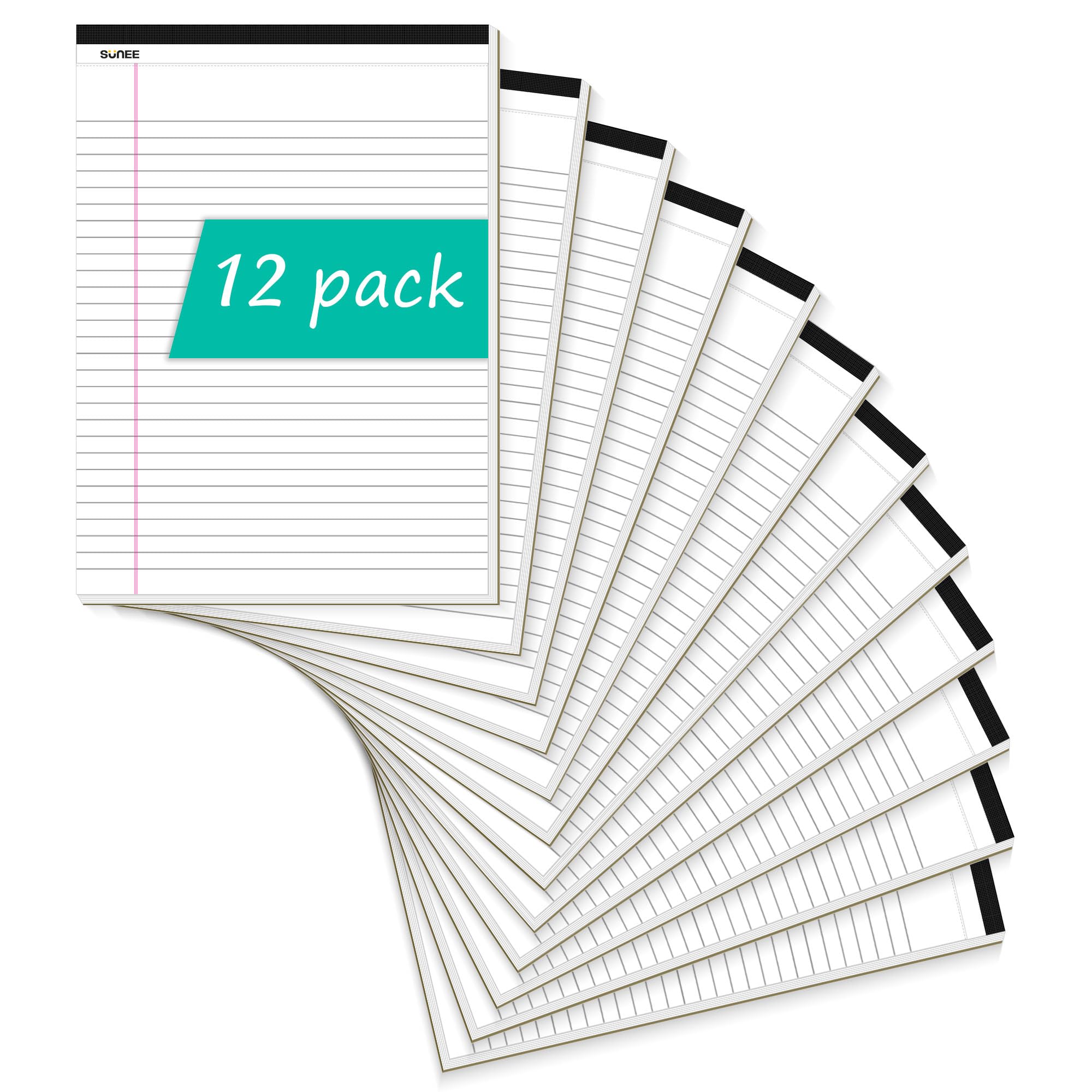 Amazon.com : SUNEE Legal Pads Writing Pads, 12-Pack 8.5"x11.75" White ...
