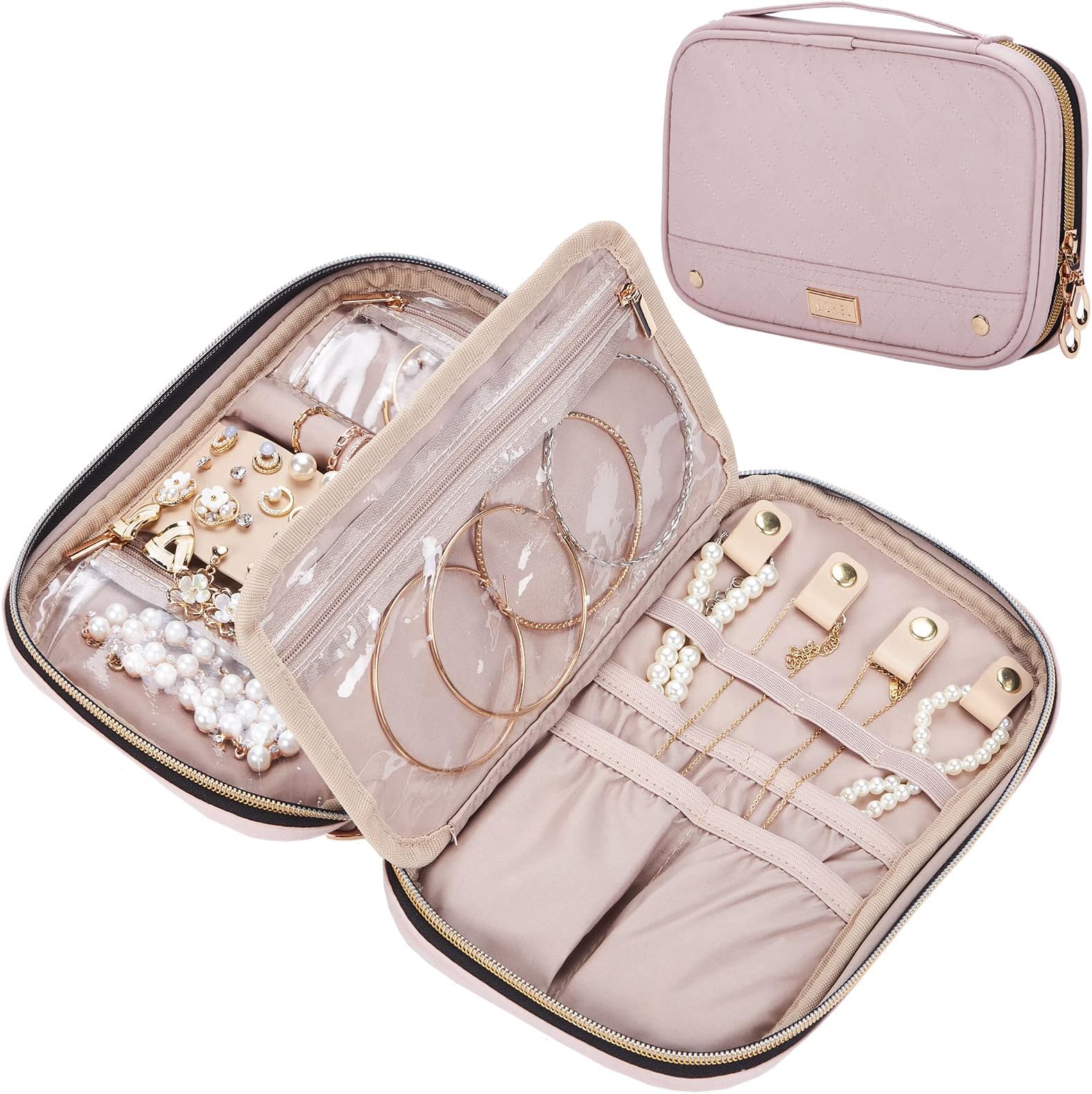 Amazon.com: MOOCHI Golden Brass Vintage Glass Jewelry Box with 3 ...