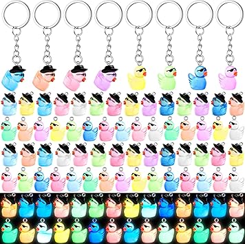 Amazon.com: Ecation 100 Pcs Luminous Mini Duck Keychains Glow in The ...