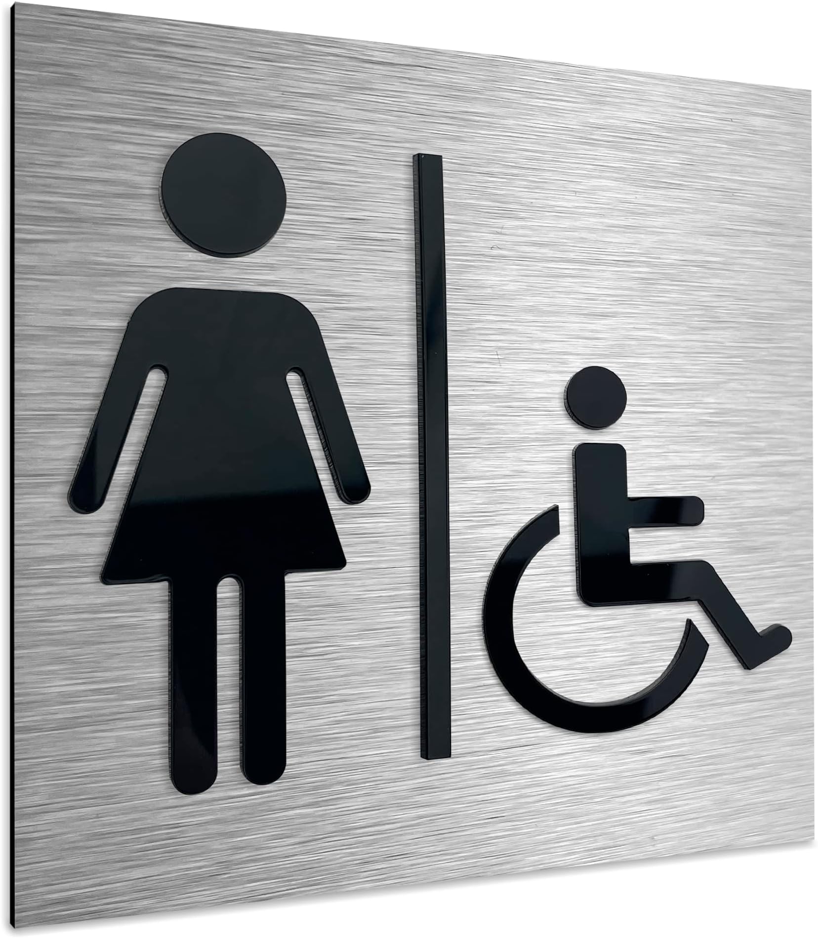 ALÚMADESIGNCO Modern Female Handicap Toilet Sign - Womens & Handicapped ...