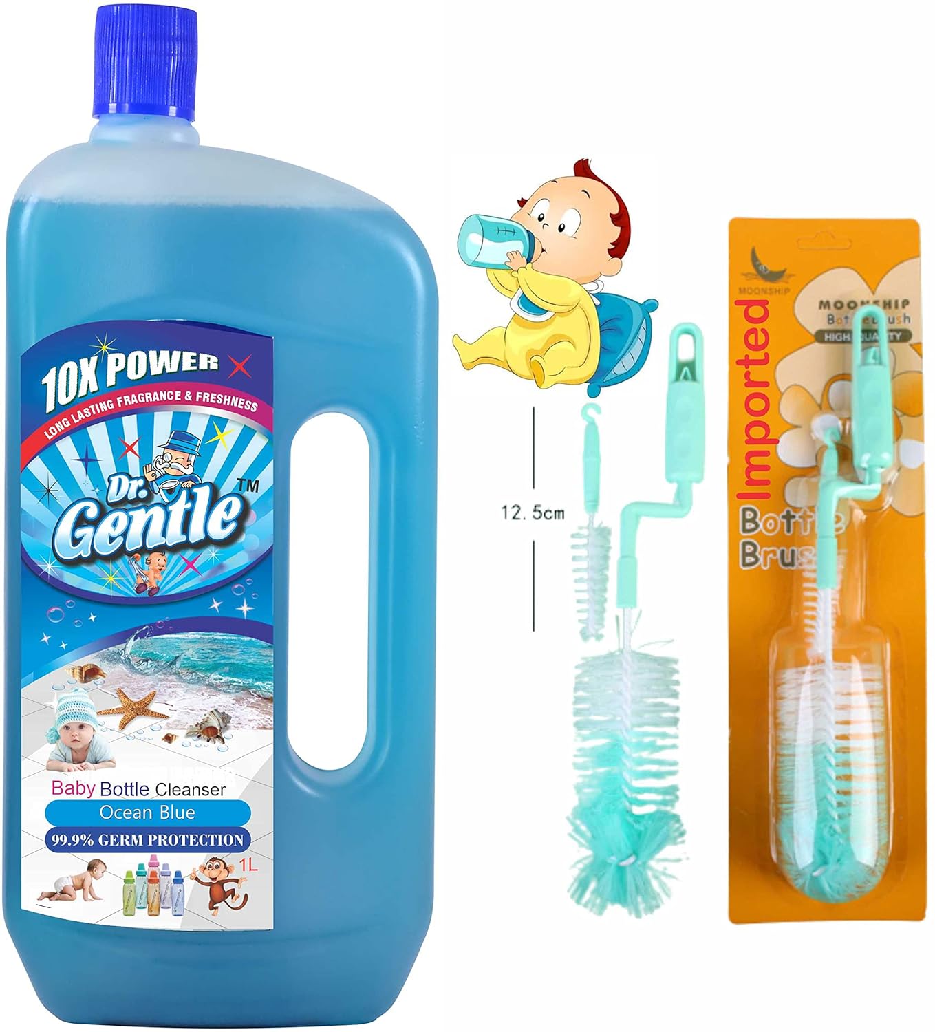 Bottle Brush Cleaner- Baby Milk Bottle Cleaner Nipple Cleaner Liquid 1L ...