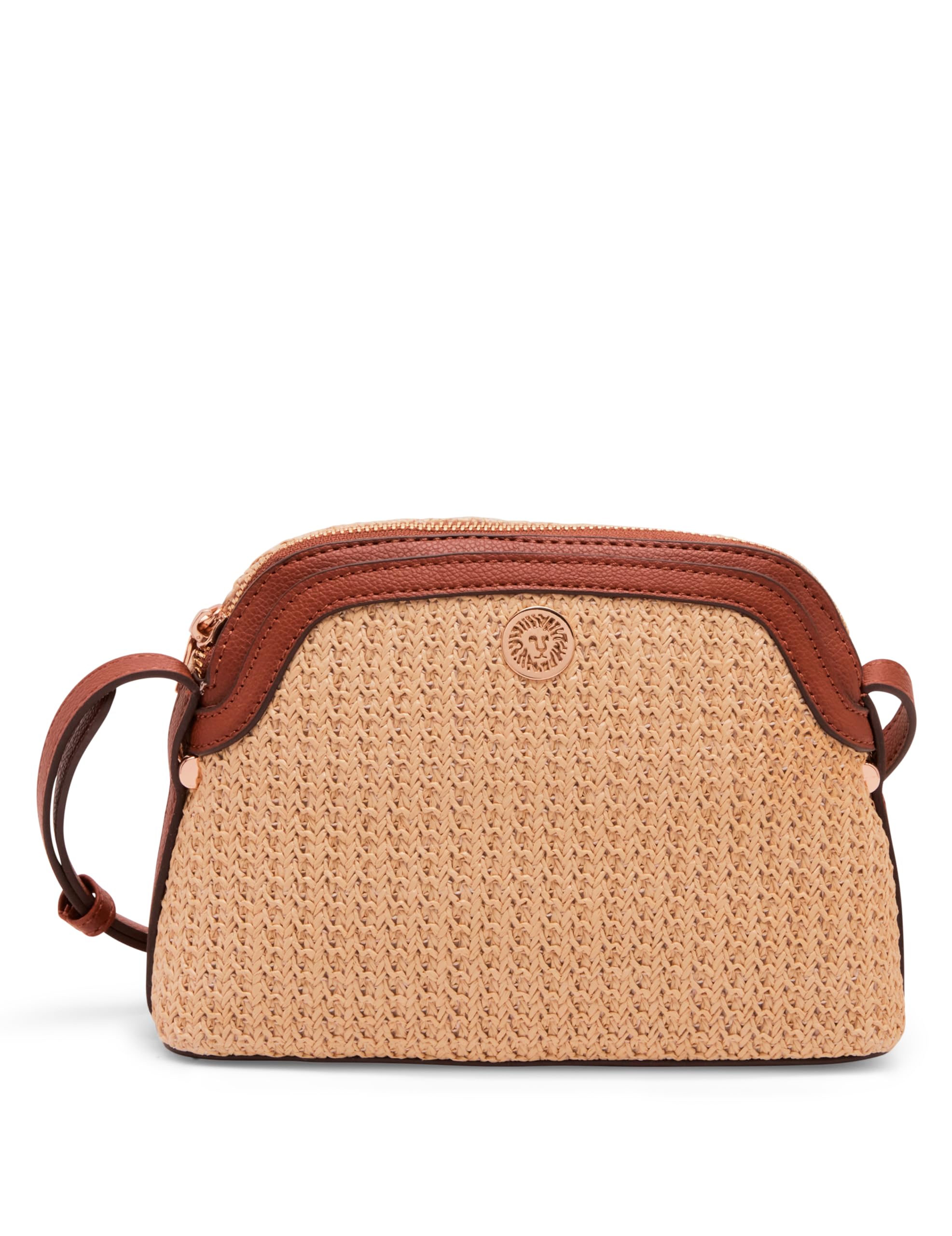 Anne Klein Dome Crossbody in Straw, Natural/Saddle: Handbags: Amazon.com
