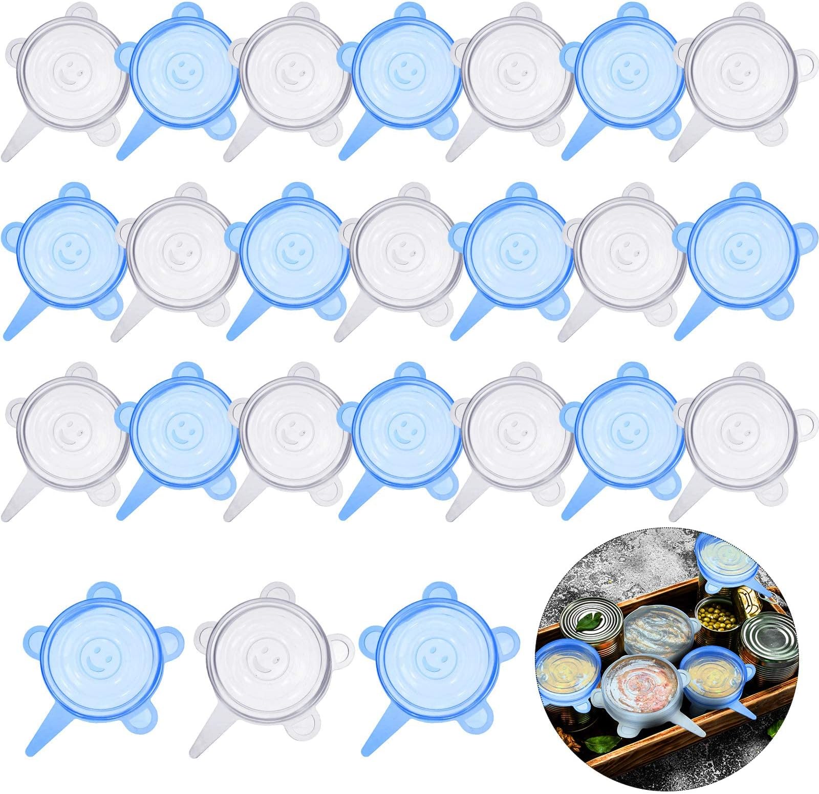 Amazon.com: Patelai 24 Pieces Silicone Stretch Can Lids Reusable ...