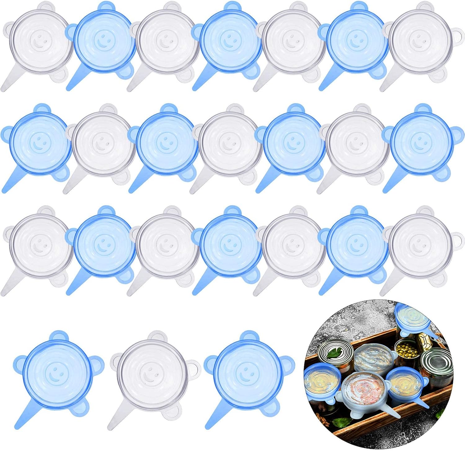 Amazon.com: Patelai 24 Pieces Silicone Stretch Can Lids Reusable ...