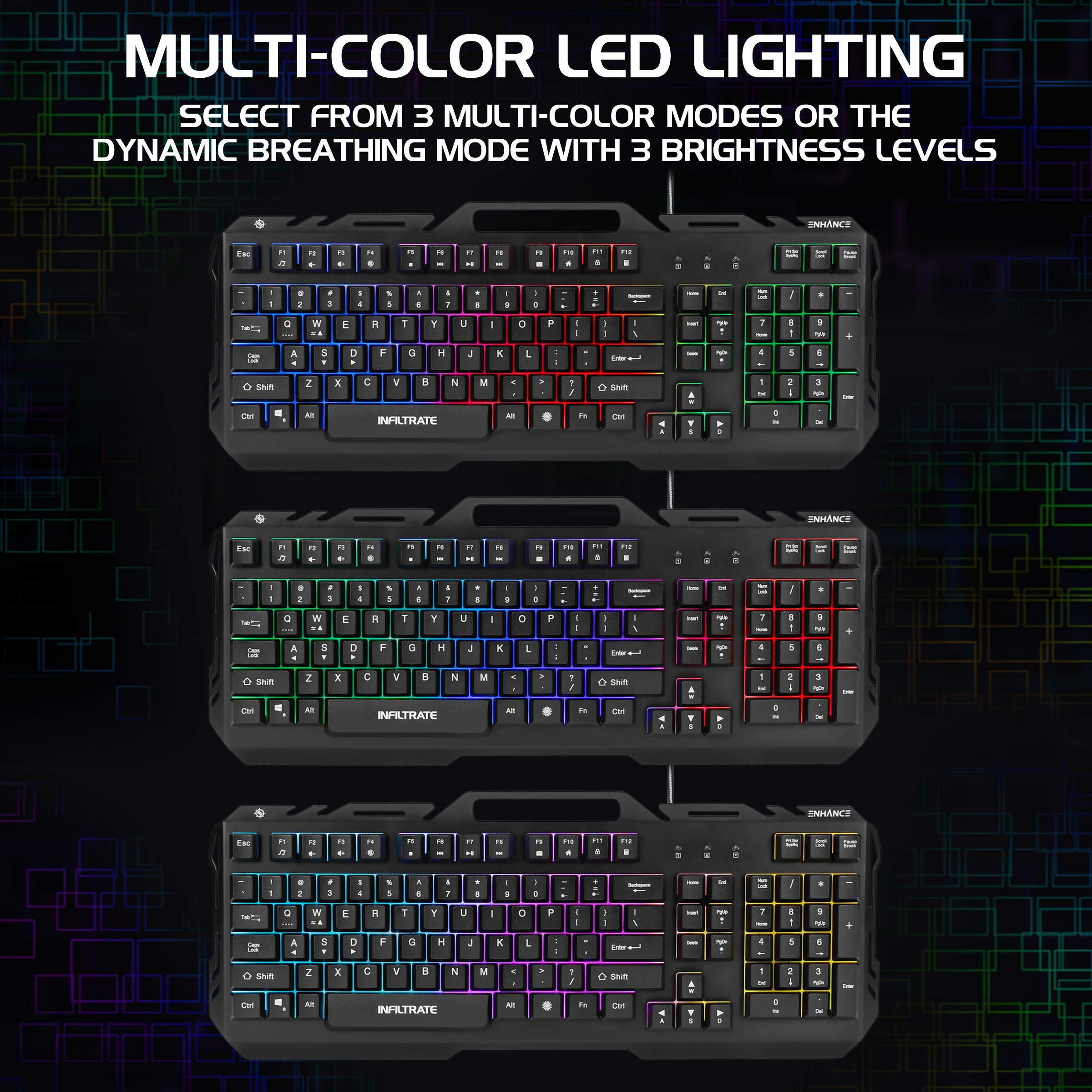 Snapklik.com : ENHANCE Infiltrate KL2 Membrane Gaming Keyboard - Quiet ...