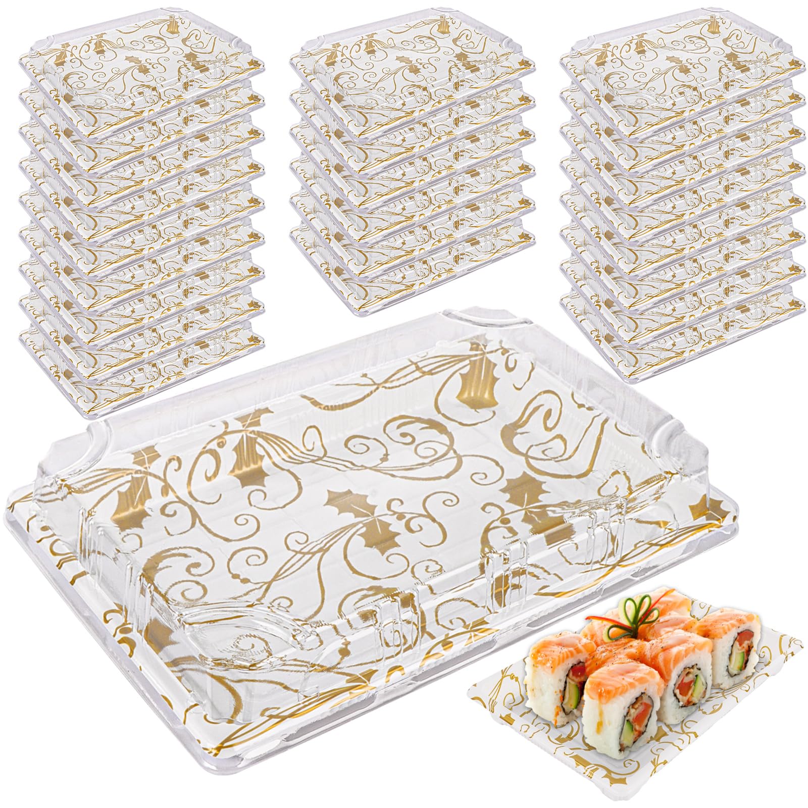 WOPPLXY 25 PCS Plastic Buffet Catering Trays with Lids, 257x187x48mm ...