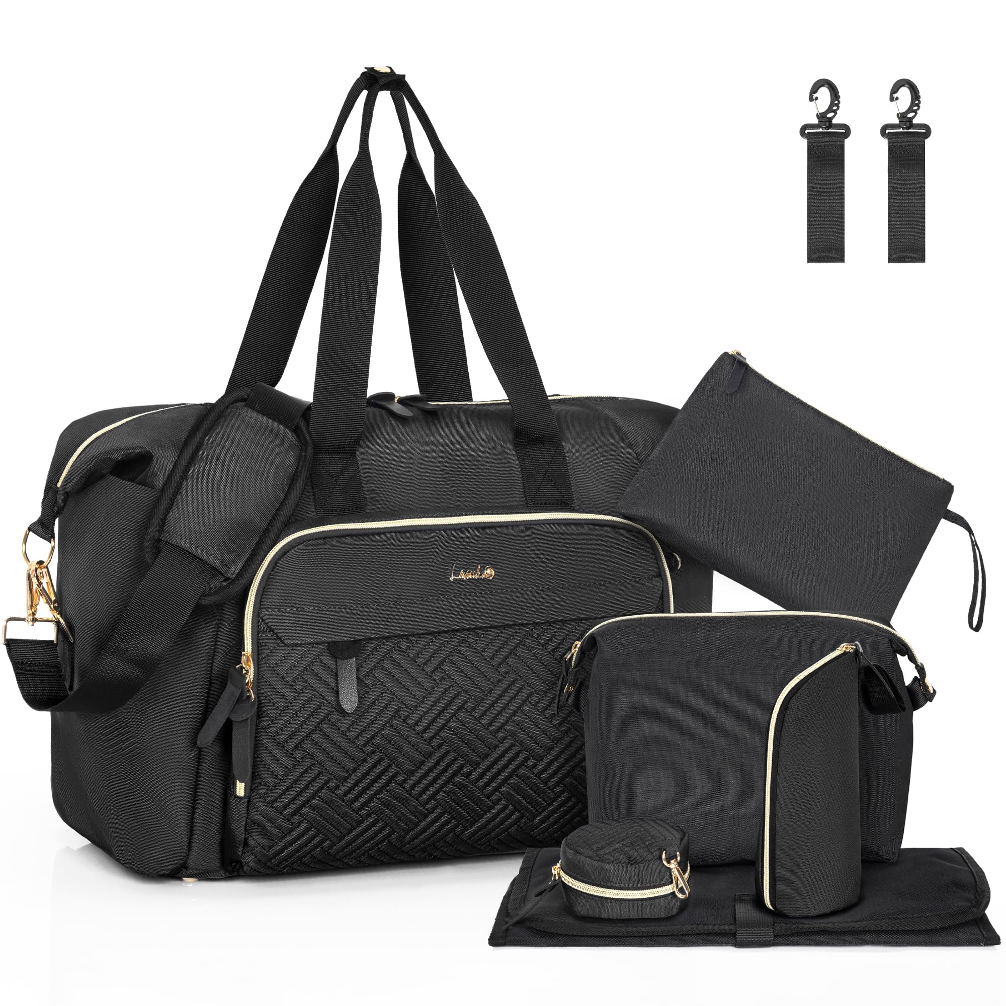 Amazon.com: LASUK 7pcs Diaper Bag Tote, Large Mommy Bag Travel Diaper ...