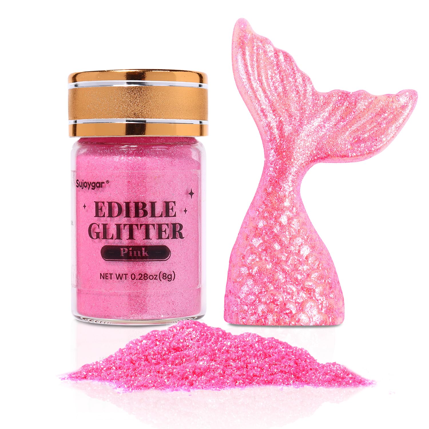 Amazon.com: Sujoygar Pink Edible Glitter, Food Grade 8g, Edible Glitter ...
