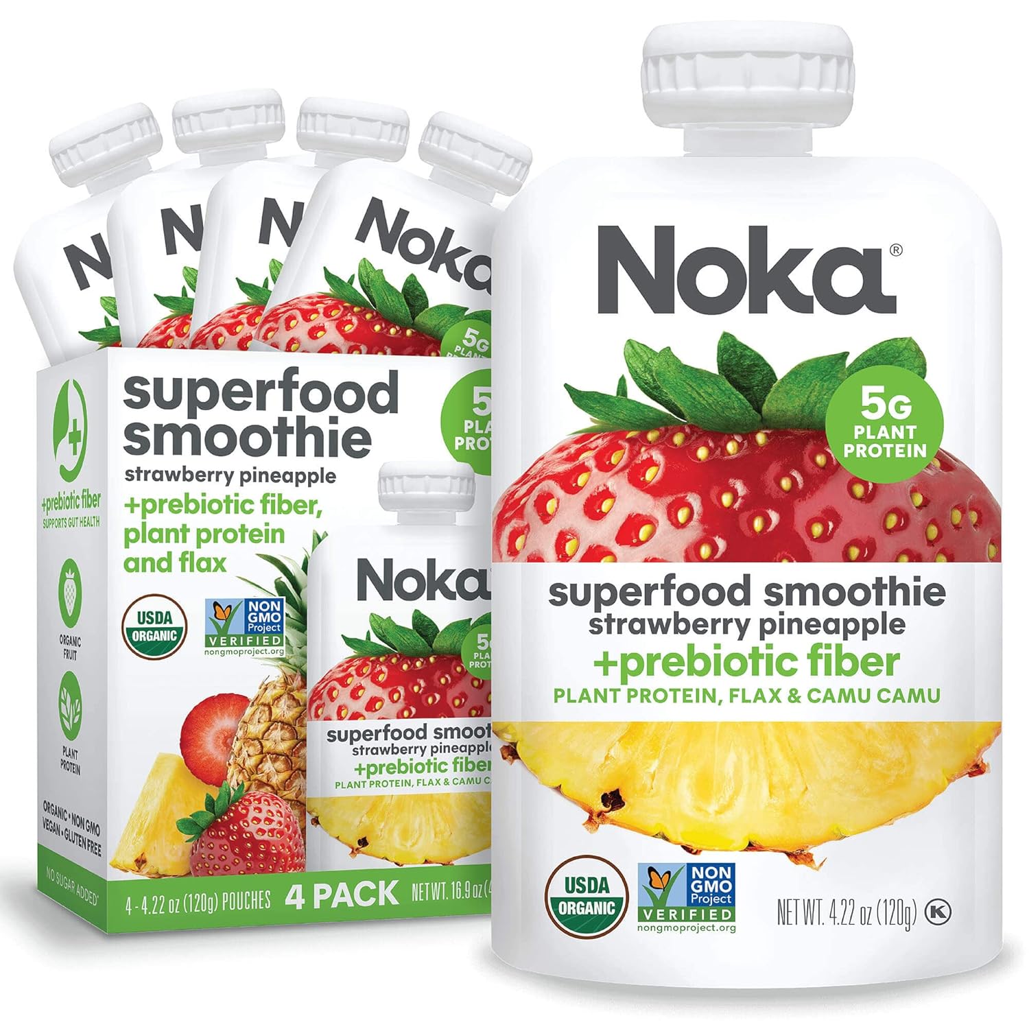 Amazon.com : NOKA Organic Strawberry Pineapple Superfood Smoothie, 16.9 ...