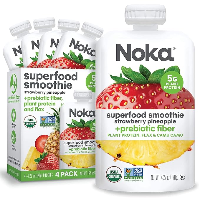Amazon.com : NOKA Organic Strawberry Pineapple Superfood Smoothie, 16.9 ...