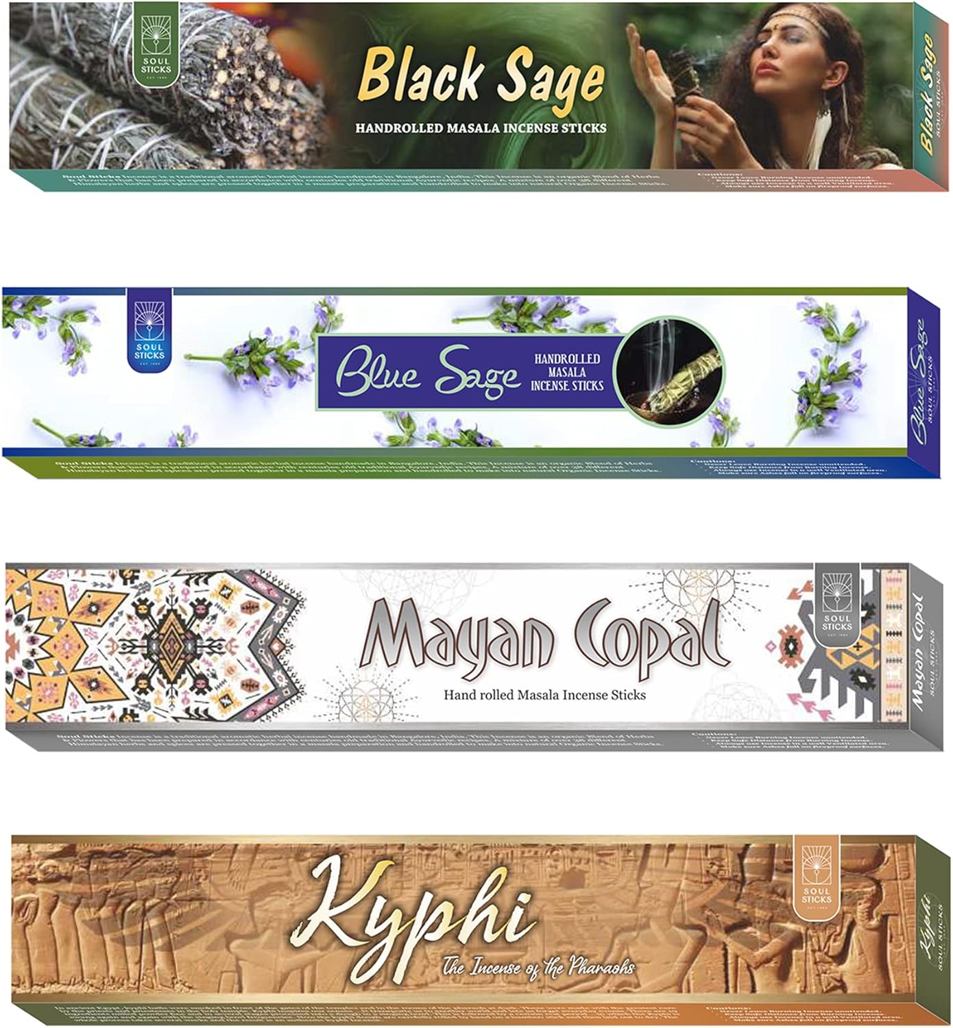 Amazon.com: SOUL STICKS Handcrafted Incense Sticks Variety 4 Pack | 100 ...
