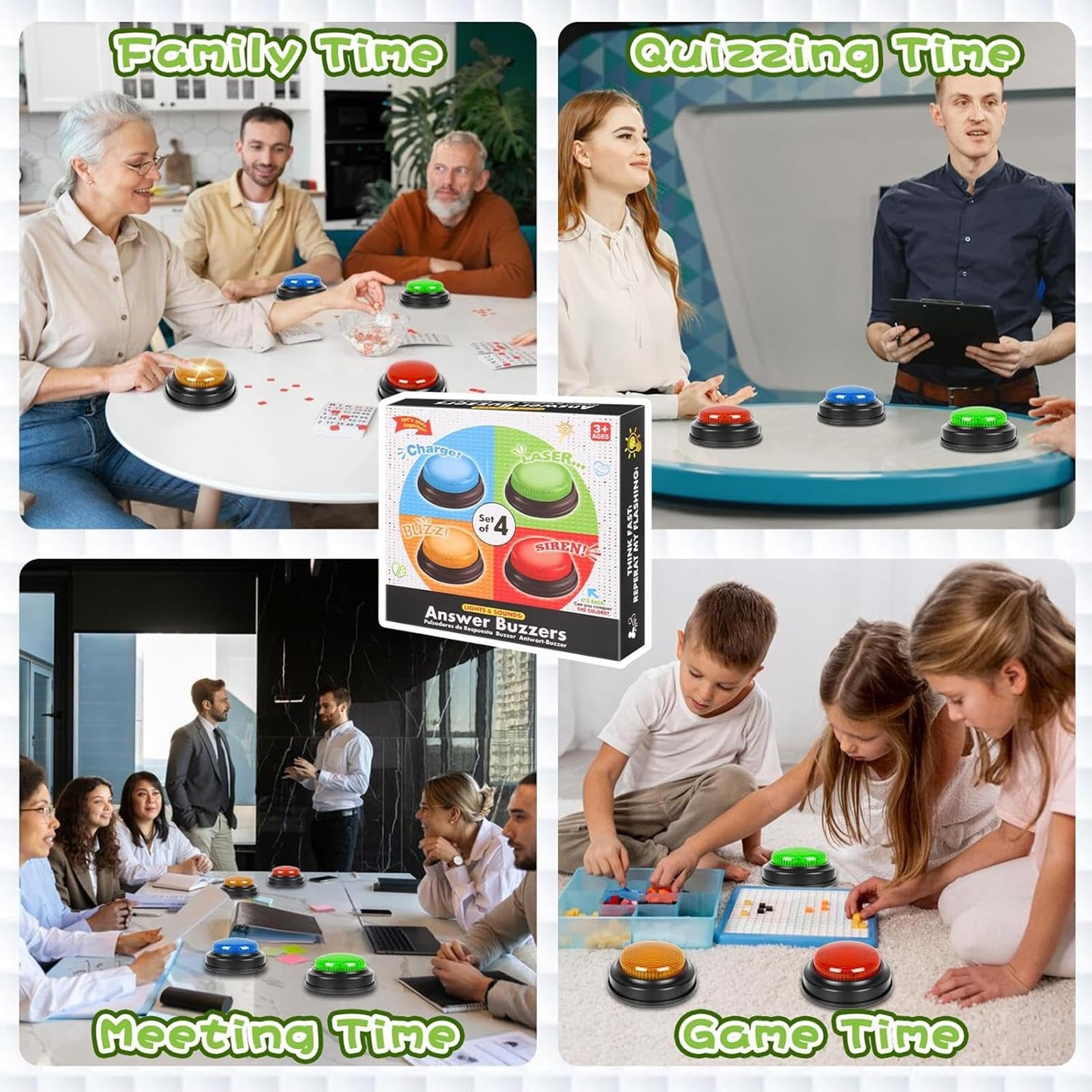 Multiplication Game Gelabur Set Of 4 Buzzers For Trivia Games, Answer ...