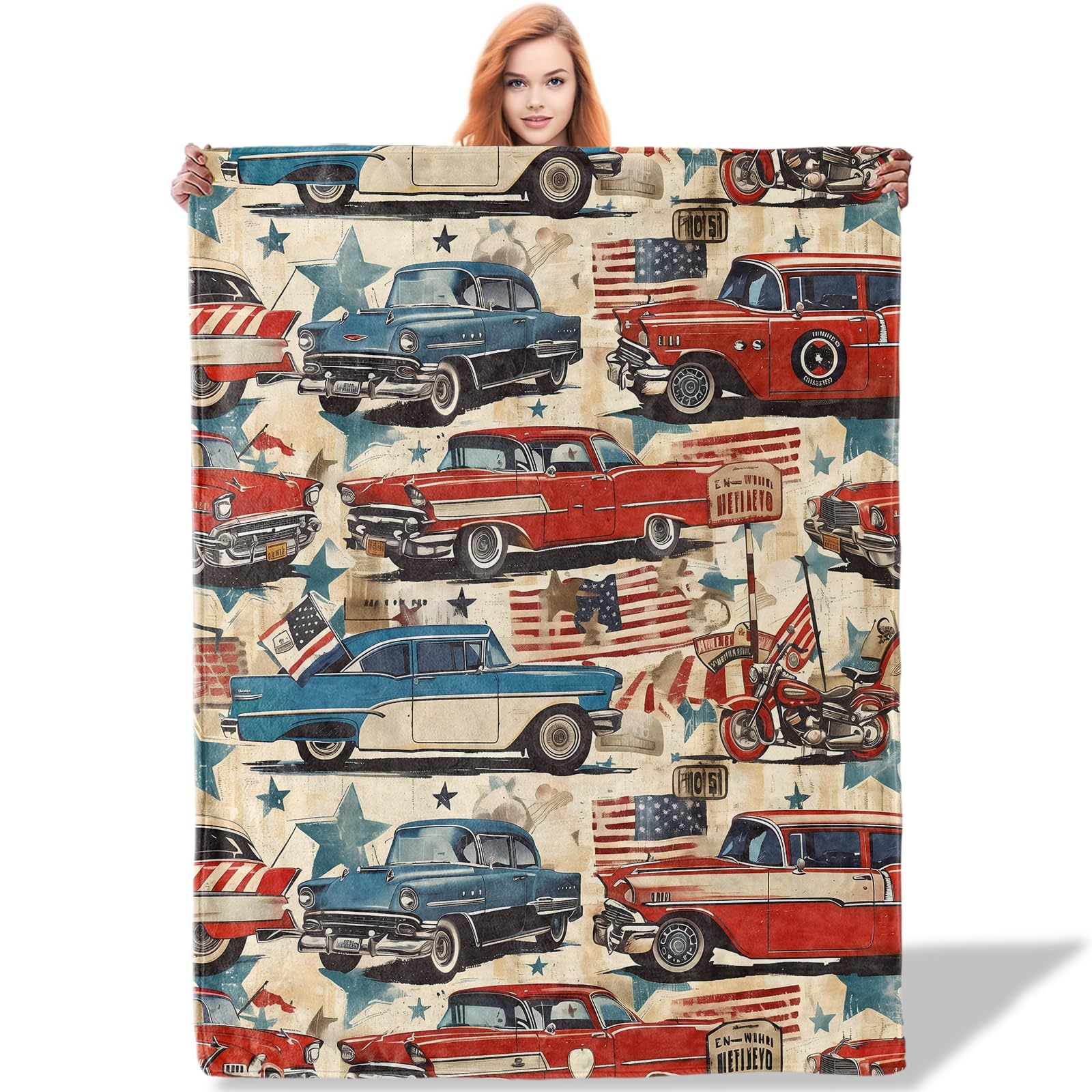 Amazon.com: Plistiz Retro Americana Throw Blanket 50x60 Inch, Vintage ...