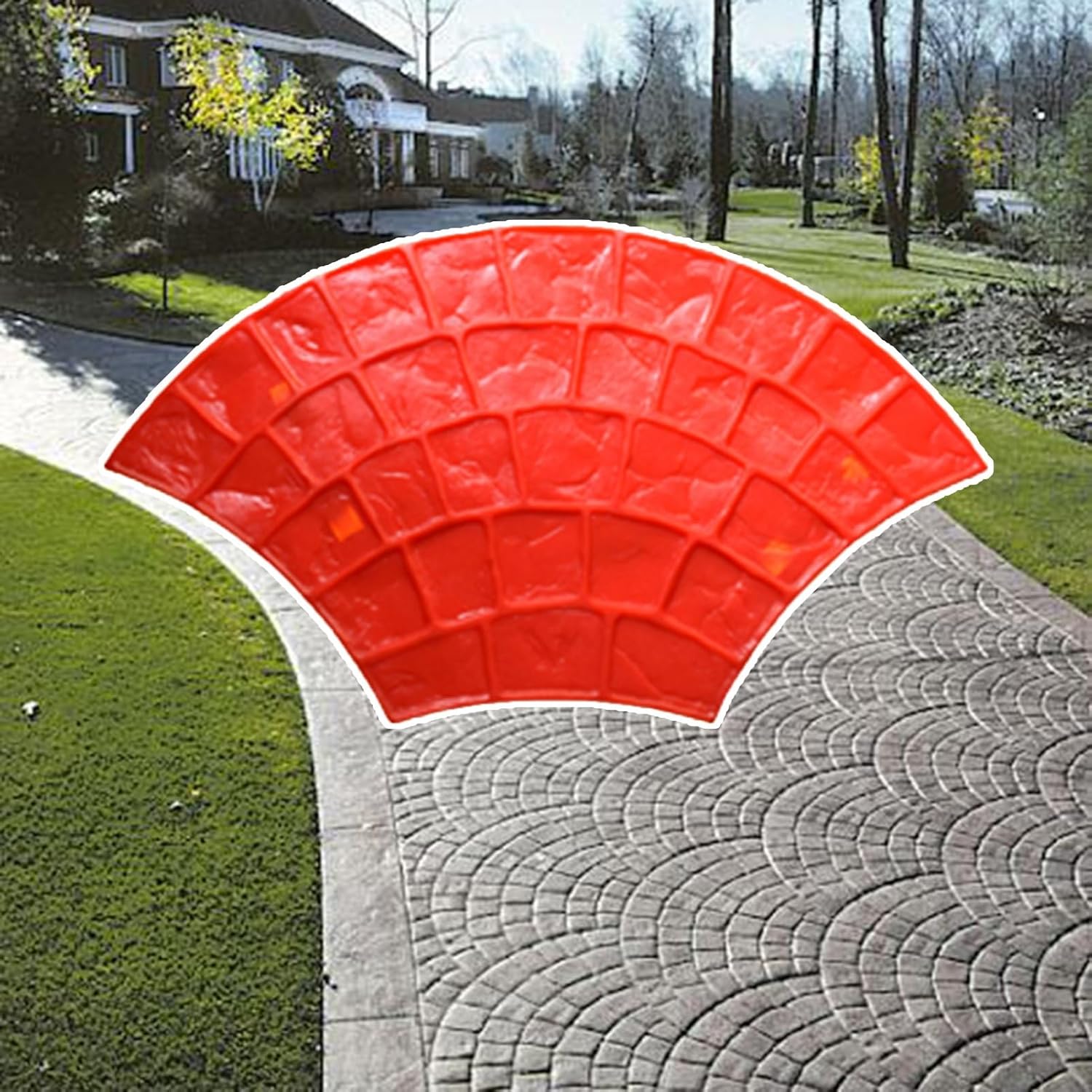 Amazon.com: UrbanUp Concrete Stamp Fan Shaped Concrete Floor Stamp Mold ...