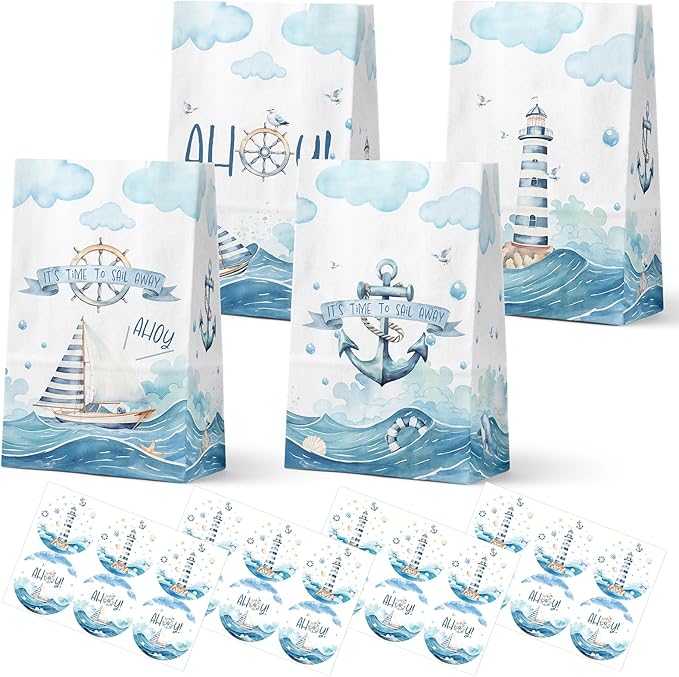 Amazon.com: Celee 24-Pack Nautical Goodie Bags with Stickers - Ideal ...