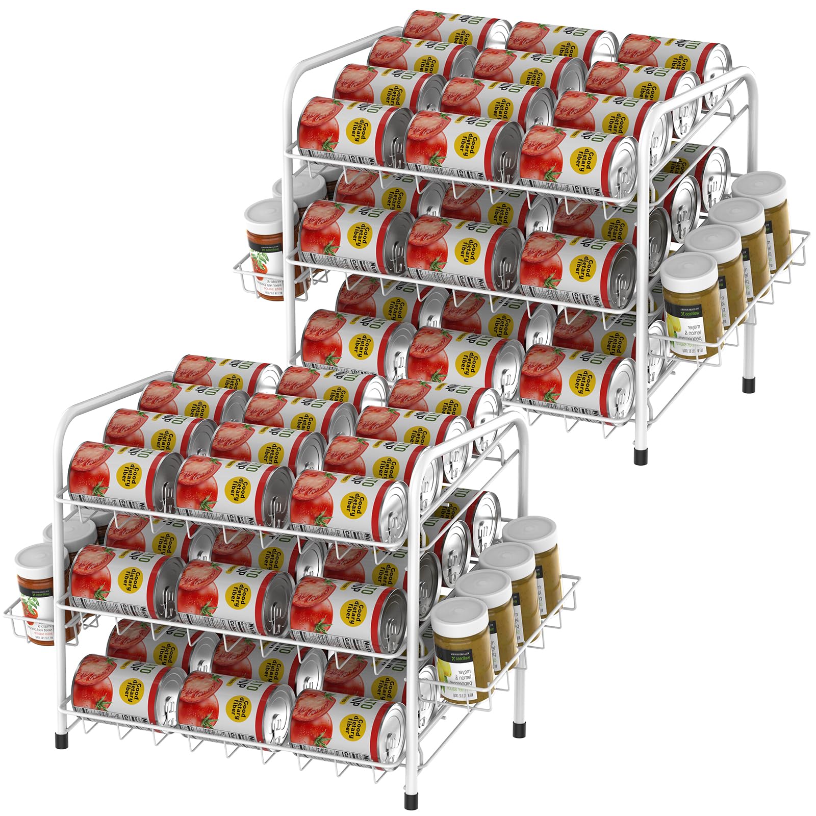 Snapklik.com : Can Storage Rack 2 Pack, White Can Storage Organizer ...