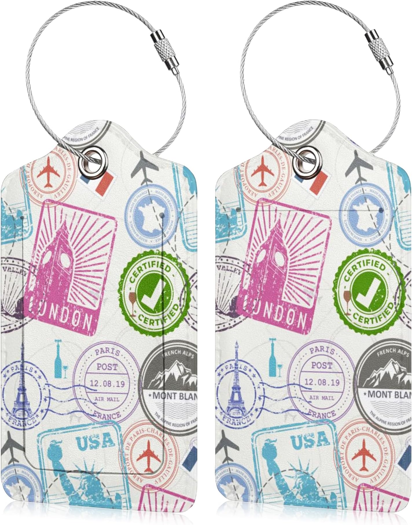 Amazon.com: Colorful Rainbow Map of The World Earth Luggage ID Tags ...