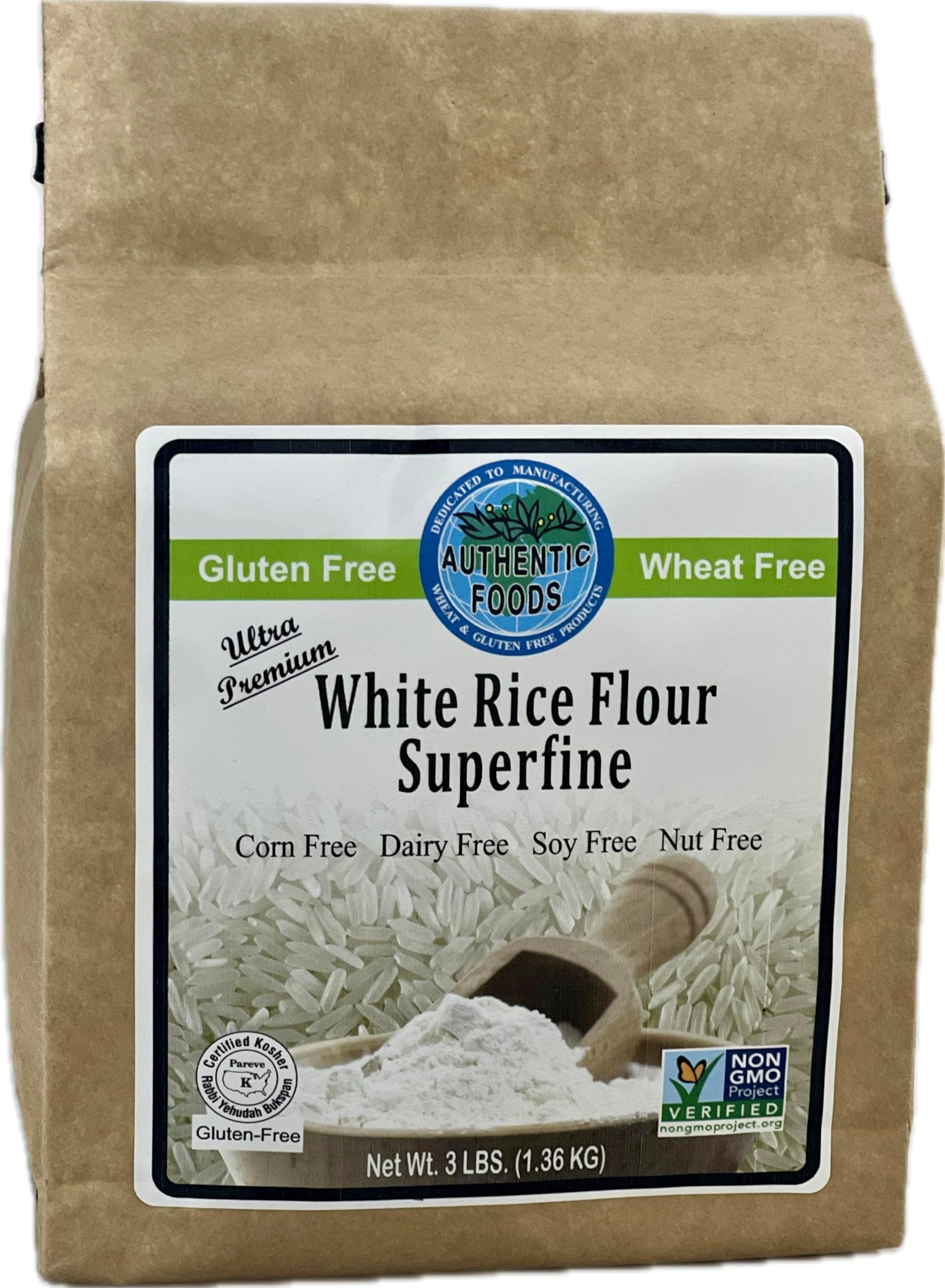 Amazon.com : Authentic Foods Superfine White Rice Flour - 3lb ...