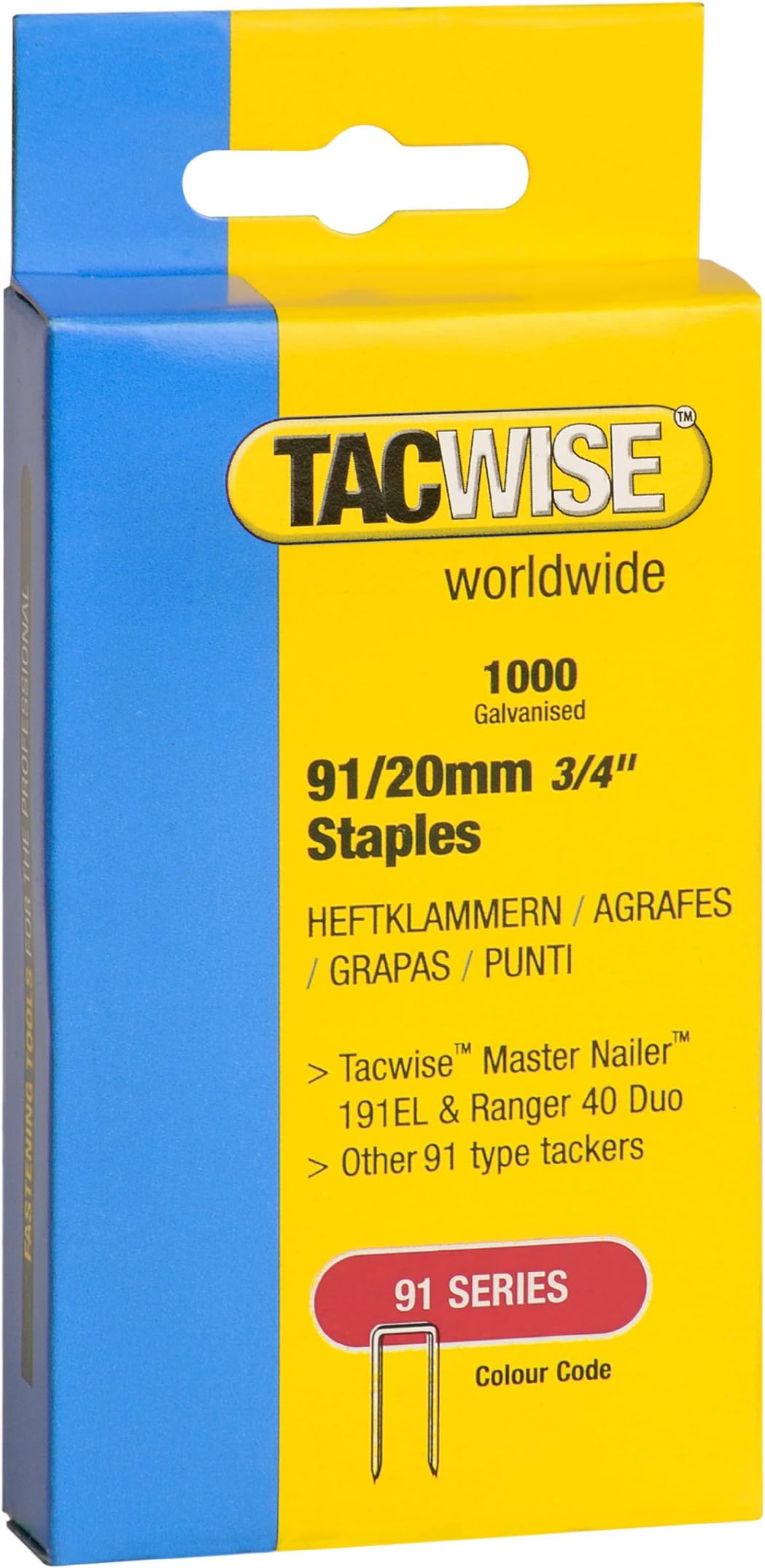 Tacwise 284 Type 91/20mm Staples for Staple Gun (1000) 20 mm 0284 ...