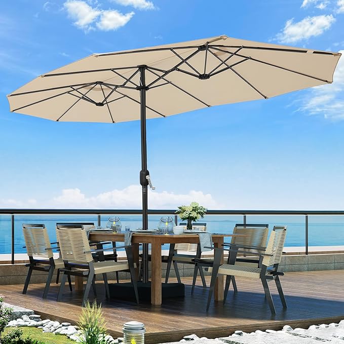 15 Ft Patio Umbrella PHI VILLA 15ft Large Patio Umbrellas With Base ...