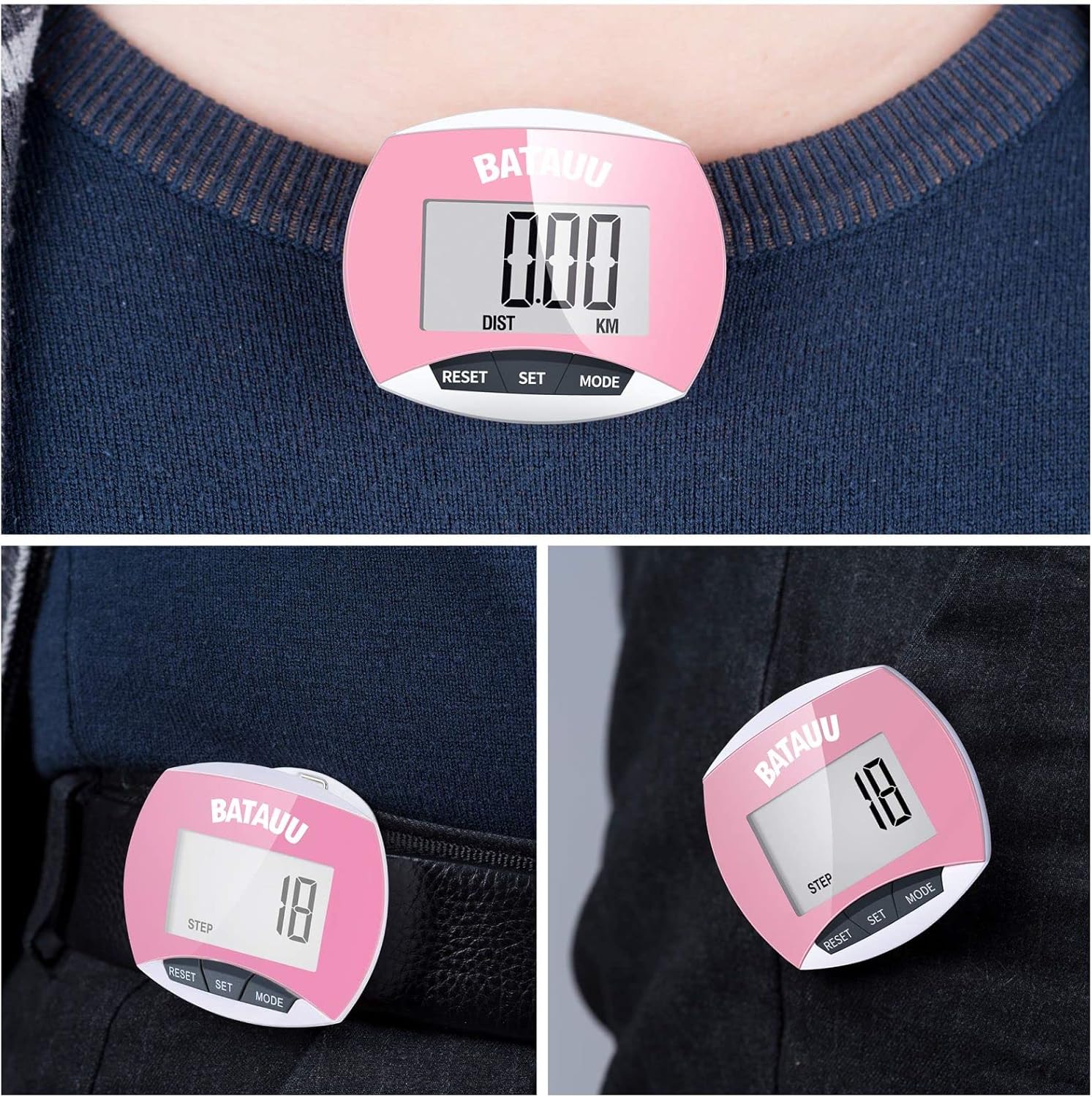 BATAUU El mejor podómetro, podómetro para caminar con simplemente ...