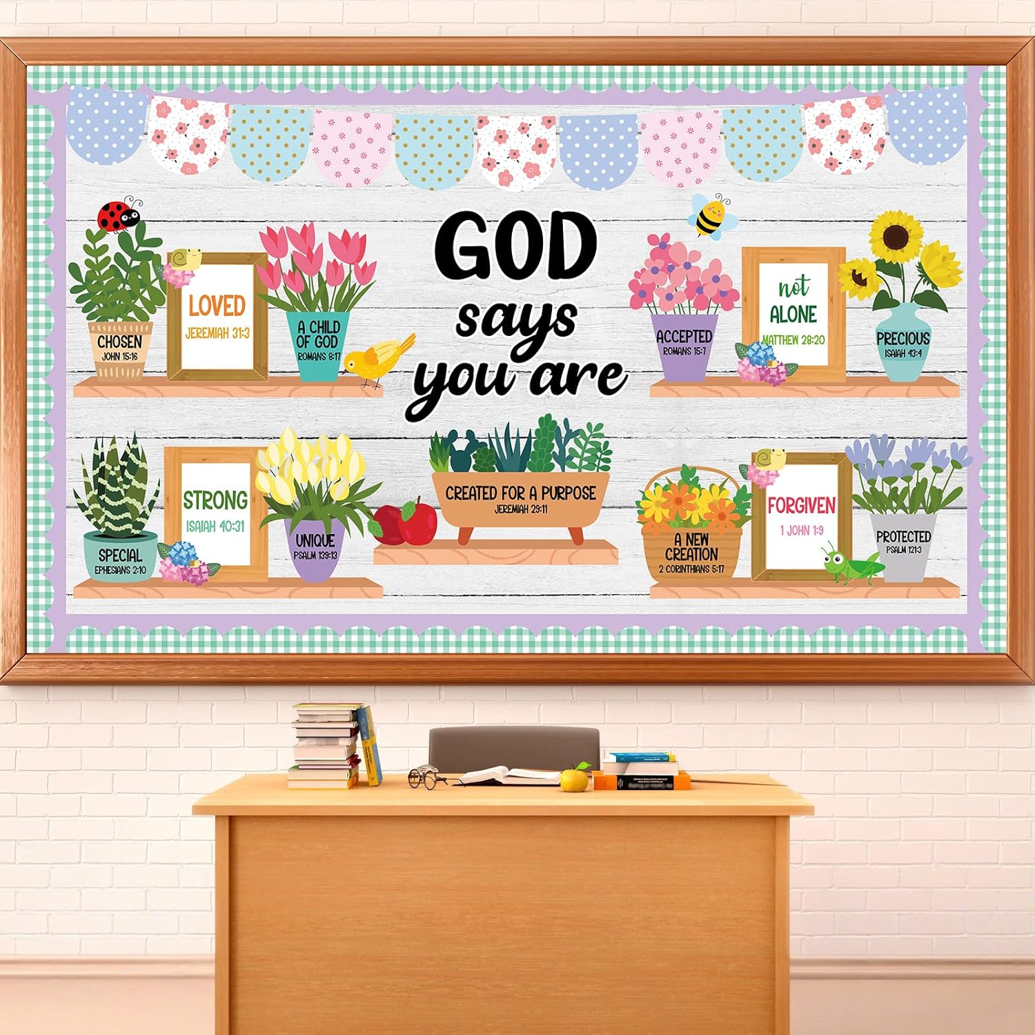 Amazon.com : 63 PCS Christian Bulletin Board Set God Says You are ...