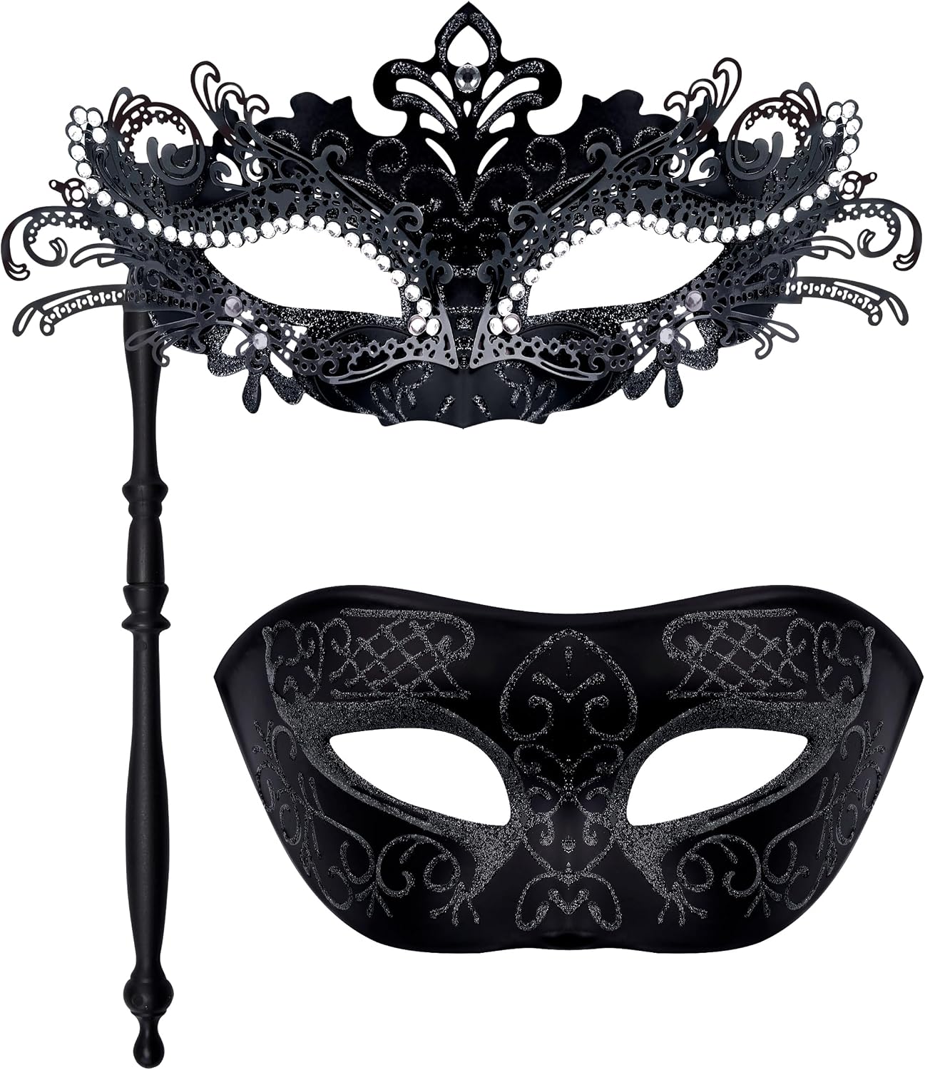 Black Masquerade Mask On Stick