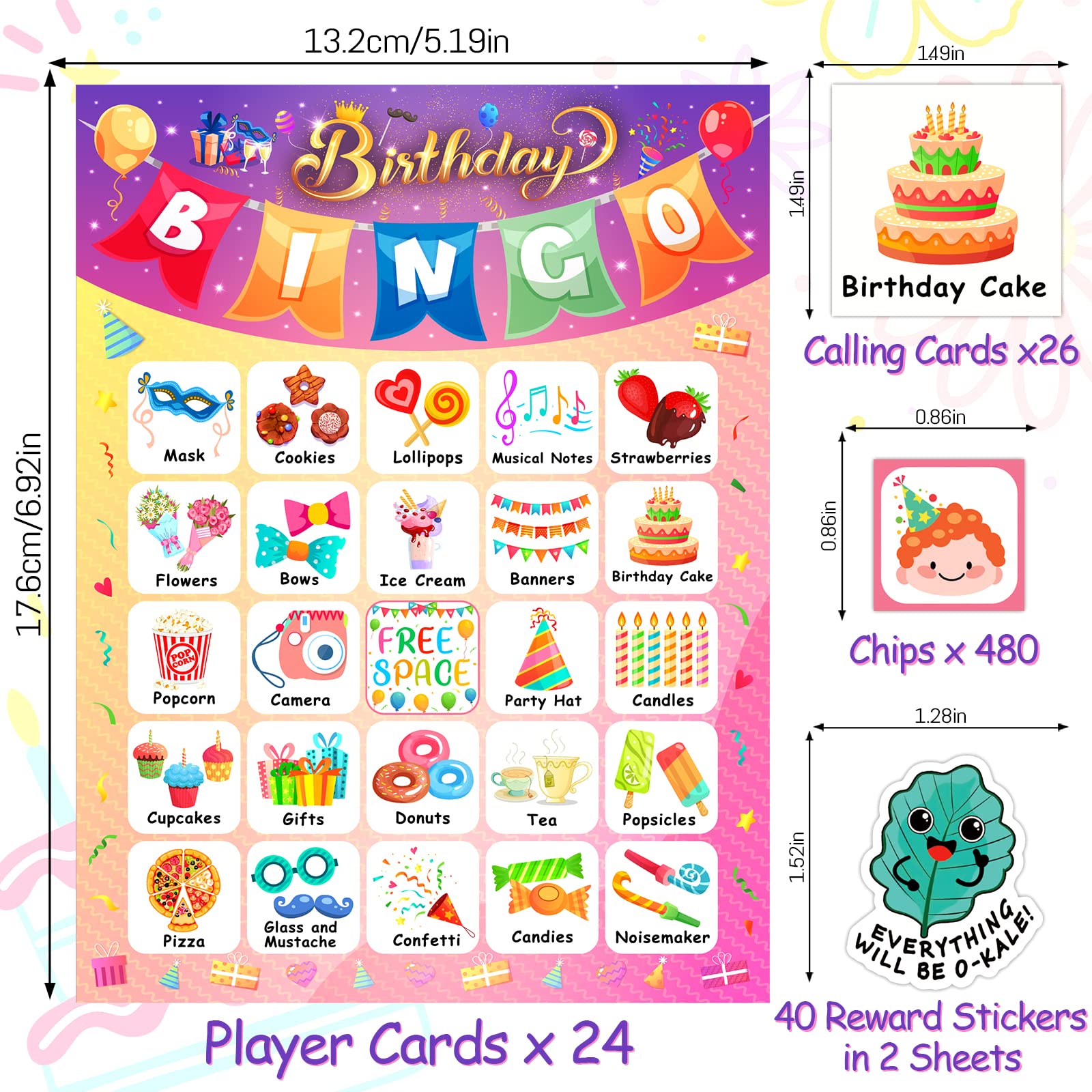 Snapklik.com : Happy Birthday Bingo Cards, 24 Players Birthday Party ...