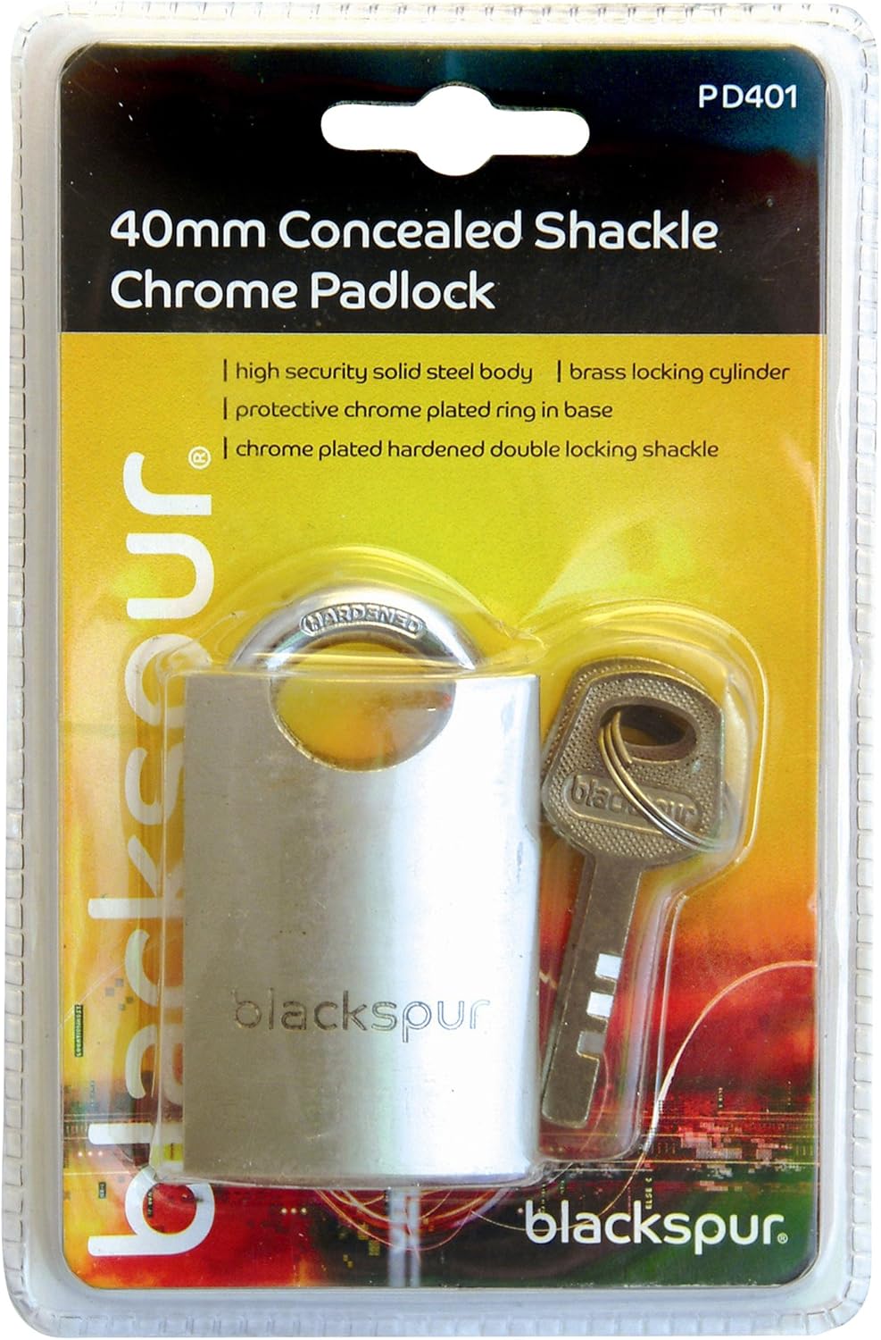 Blackspur BB-PD401 0mm CONCEALED SHACKLE CHROME PADLOCK : Amazon.co.uk ...